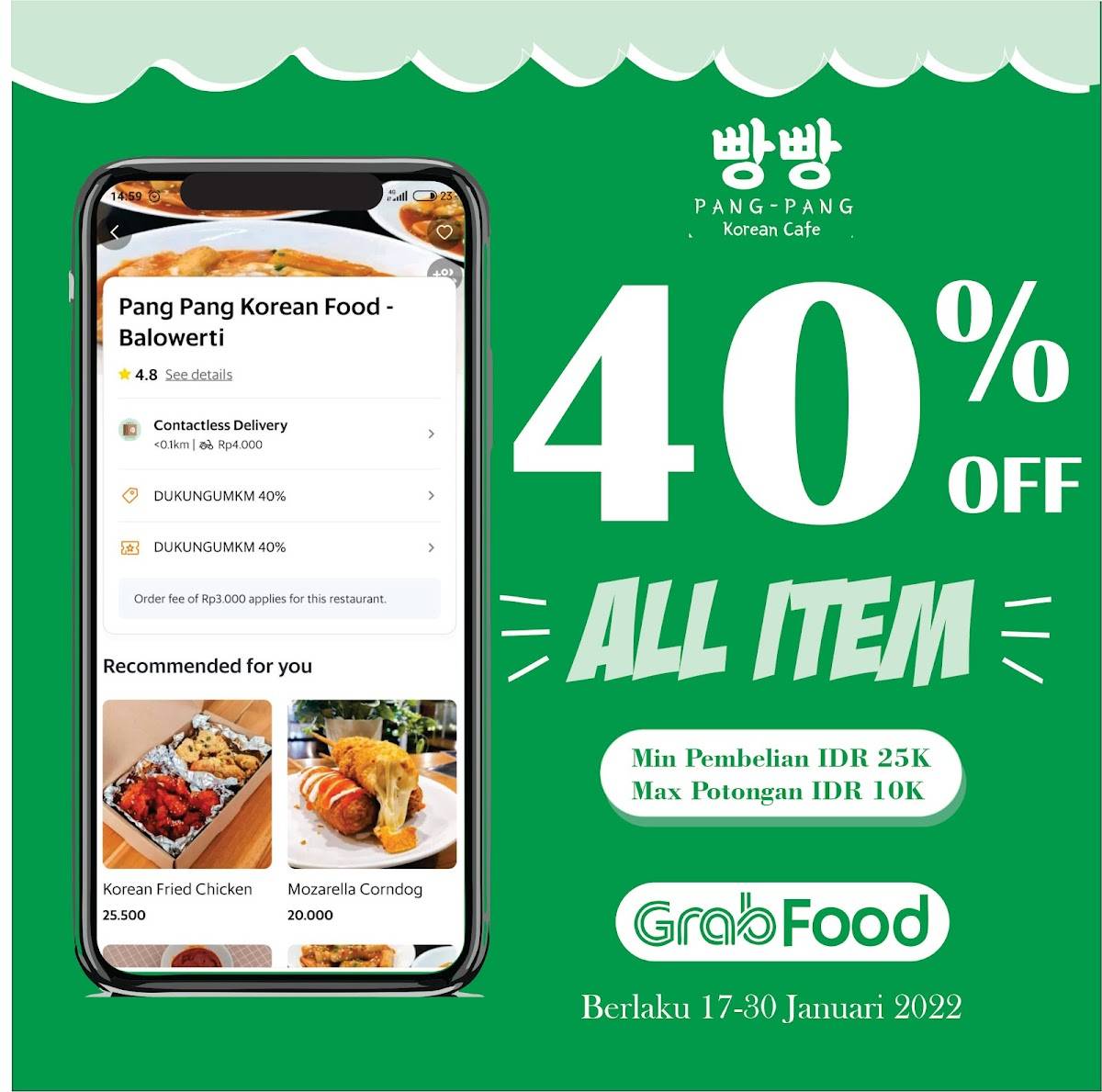 Carta de Pang Pang Korean Cafe, Indonesia