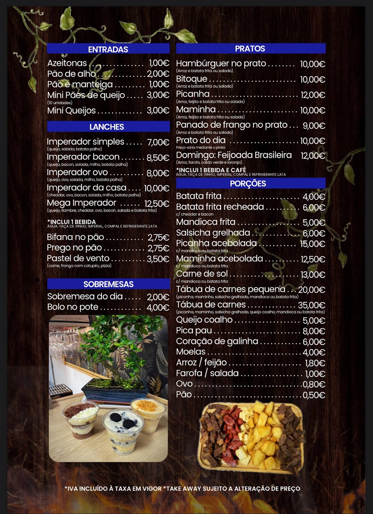 Menu at Pão de queijo imperador restaurant, Queluz