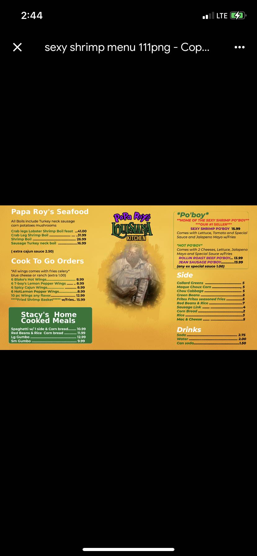 Menu at Papa Roy’s Louisiana Kitchen restaurant, Fairburn, Volion Pkwy