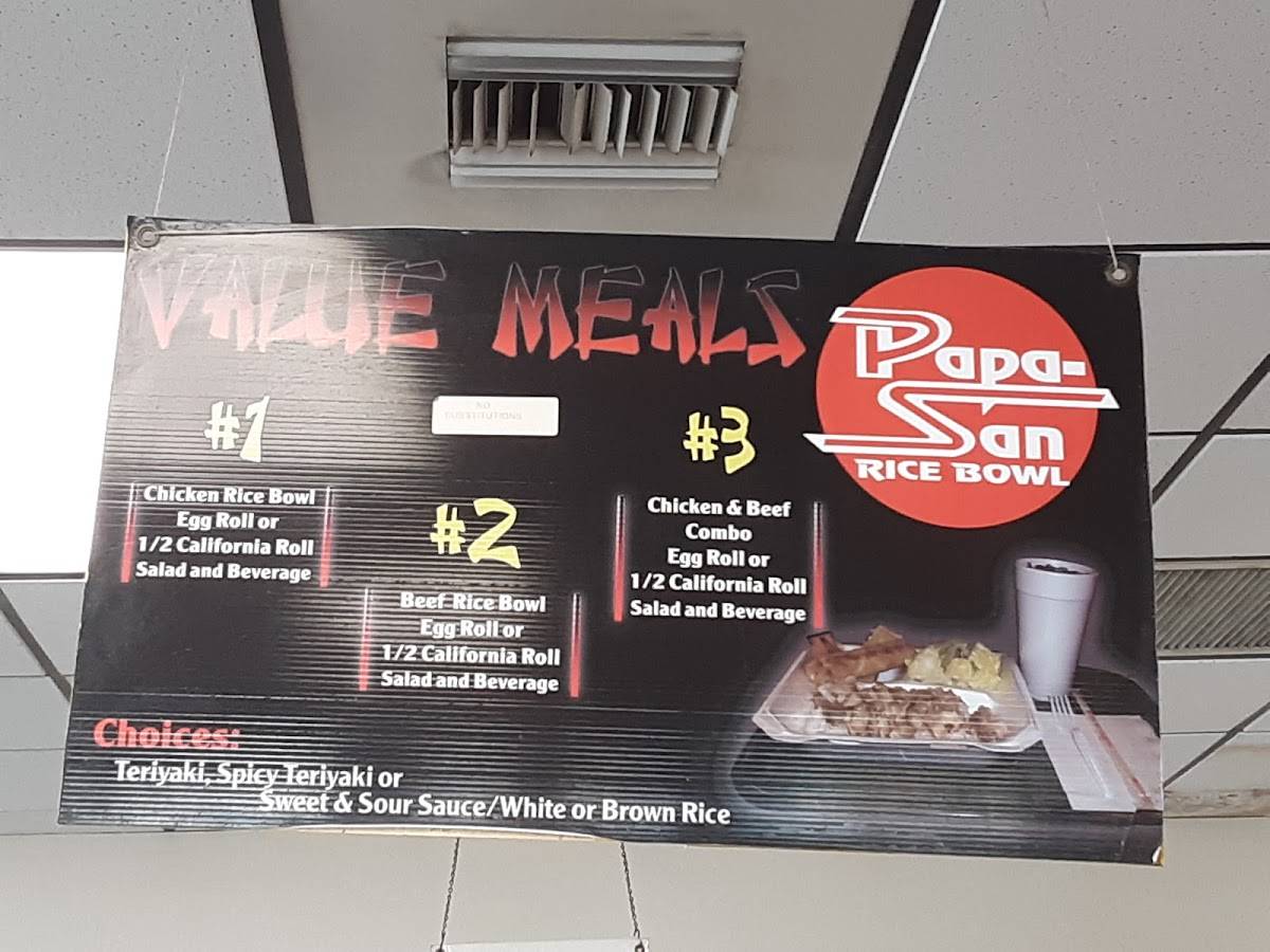 Menu at Papa-San restaurant, Yuma