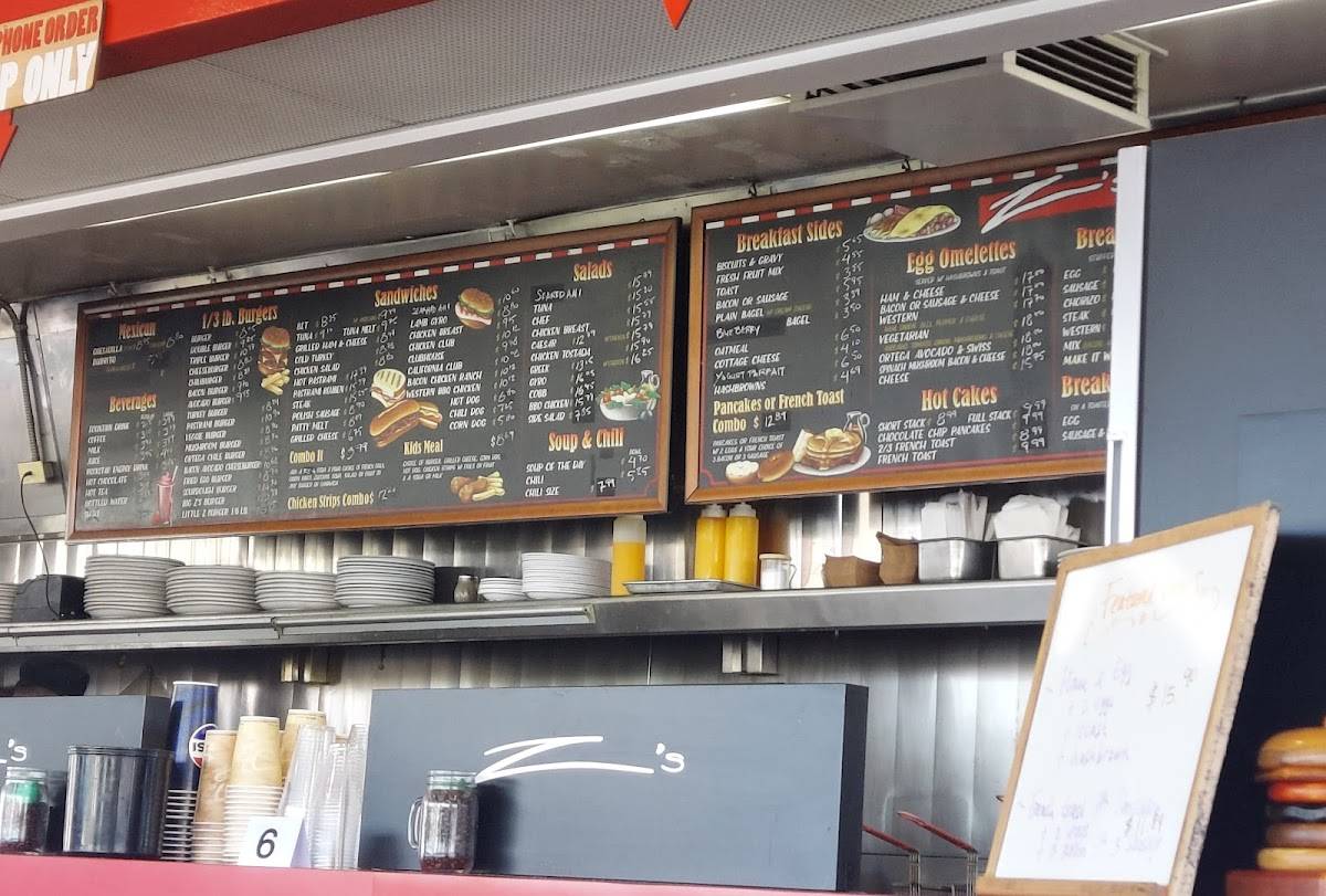Menu at Papa Z's restaurant, Fountain Valley