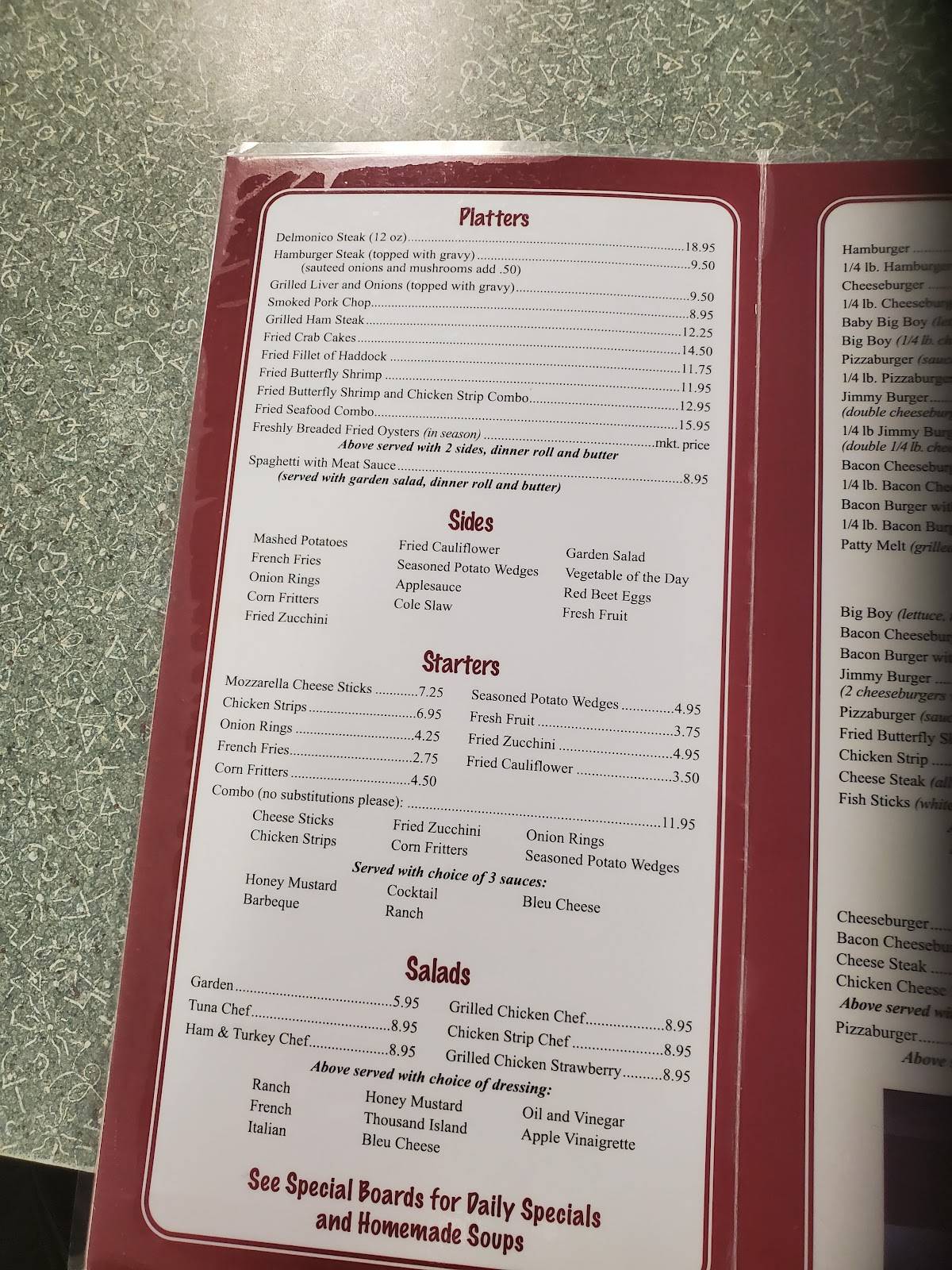 Menu at Papertown Dairy Bar & Restaurant, Spring Grove
