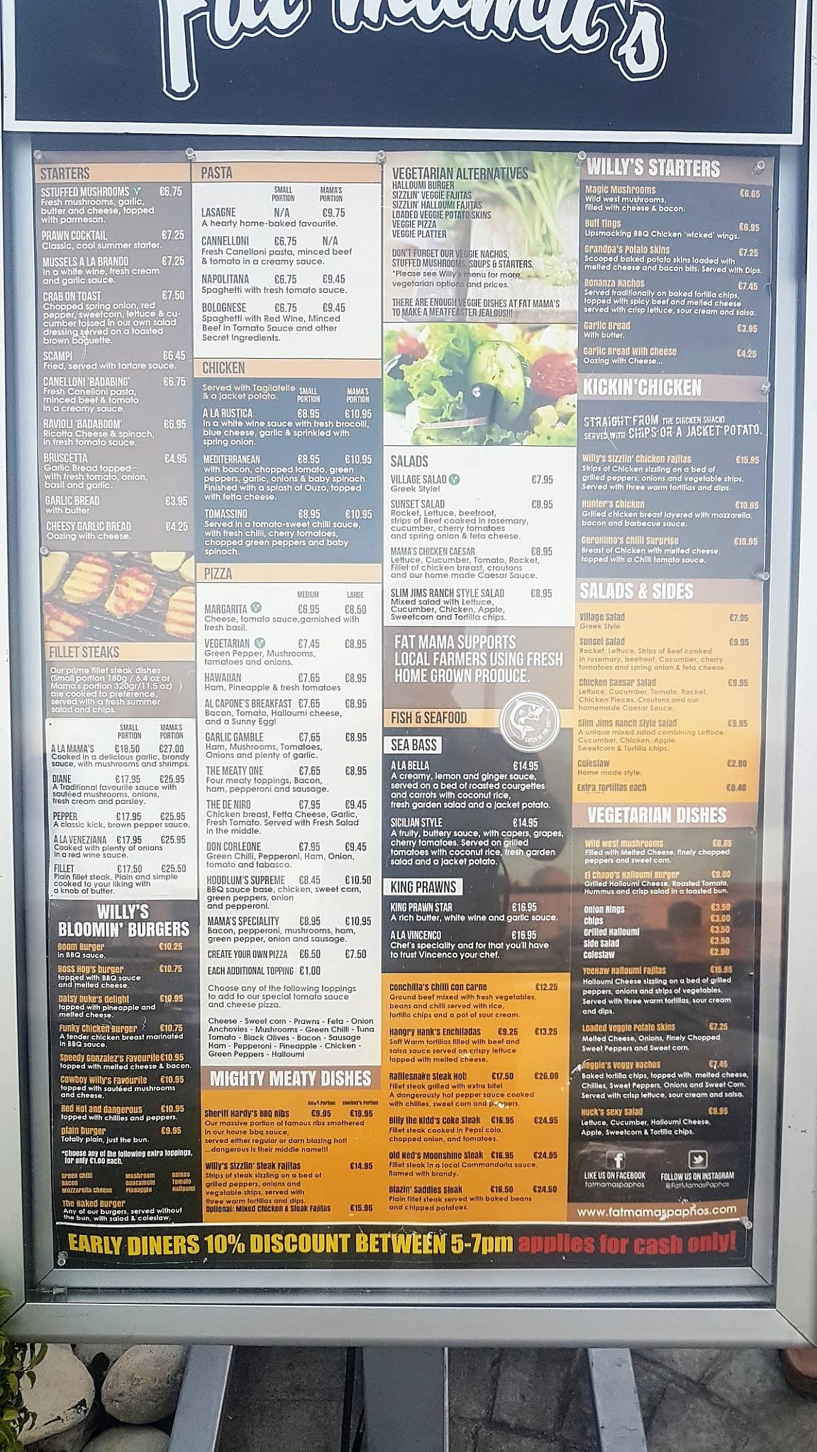 Menu at Fat Mama's, Paphos
