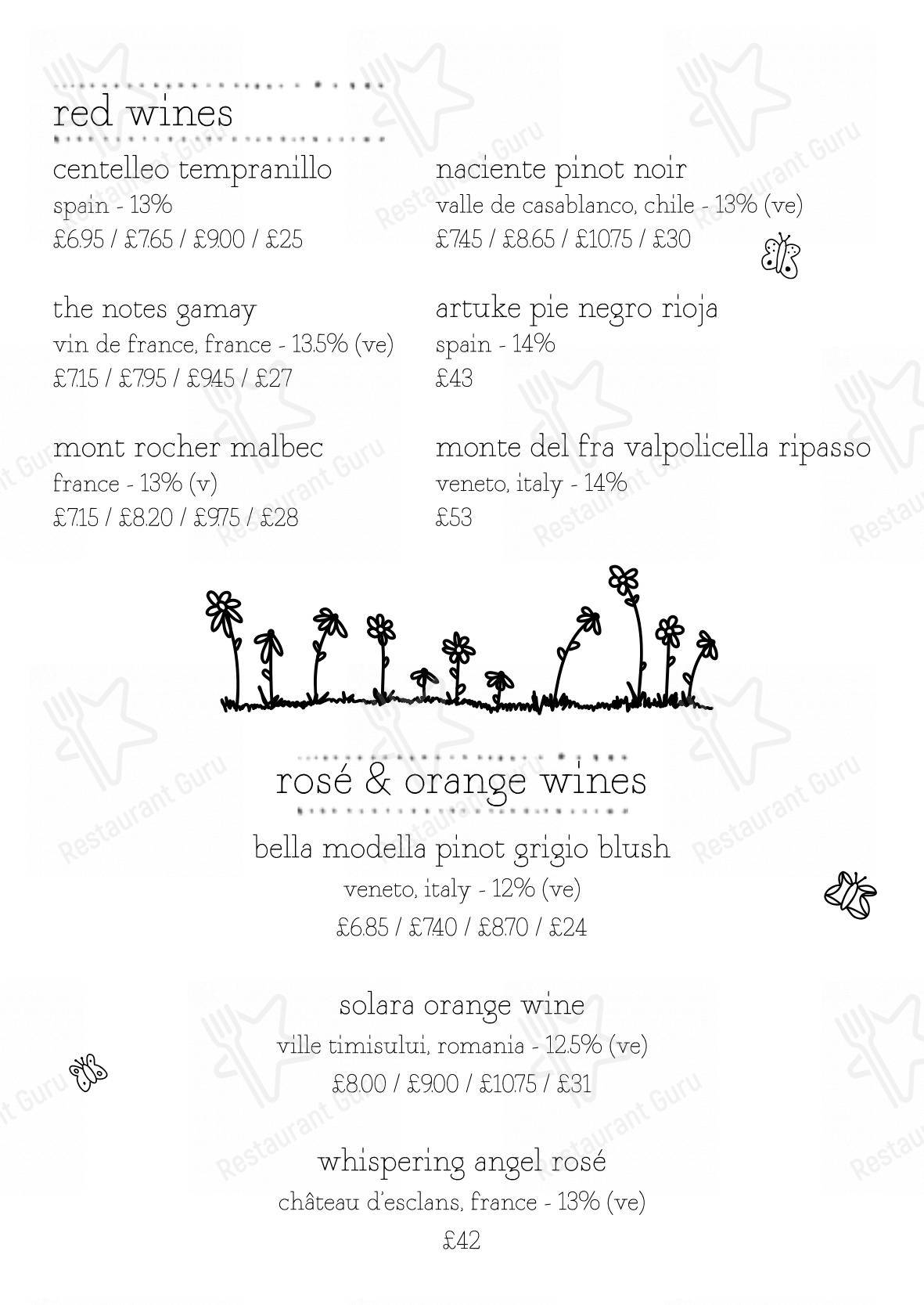 Menu at Papillon - Hope Street restaurant, Liverpool