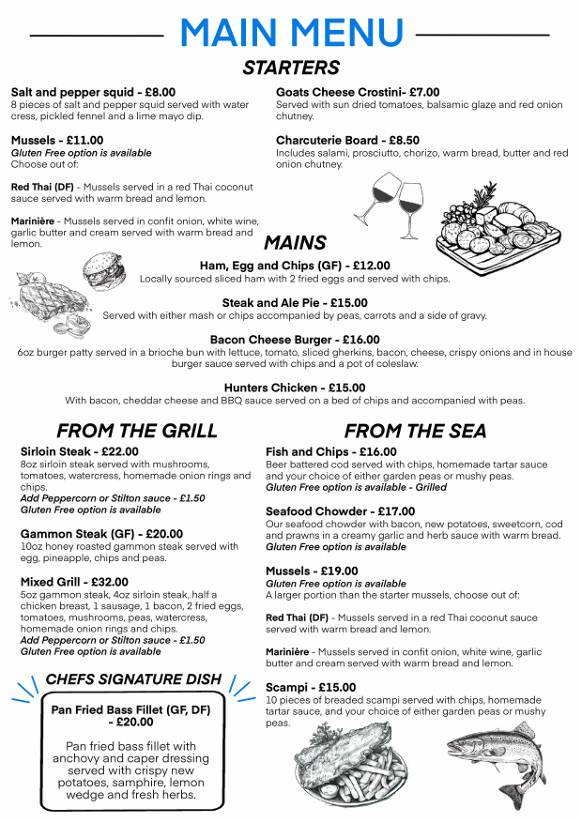 Menu at The Ship Inn pub & bar, Par