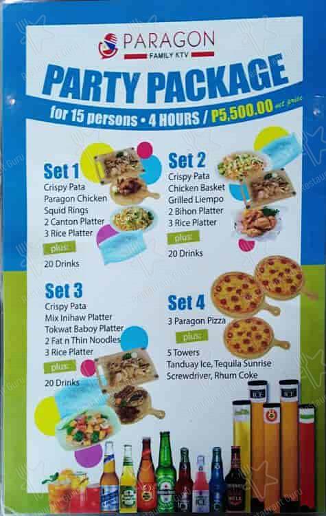 Menu at Paragon Family KTV pub & bar, Quezon City