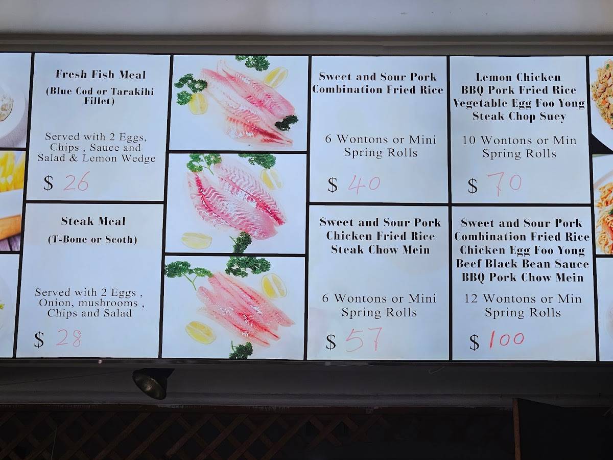 Menu at Sunlong Takeaways fast food, Paraparaumu