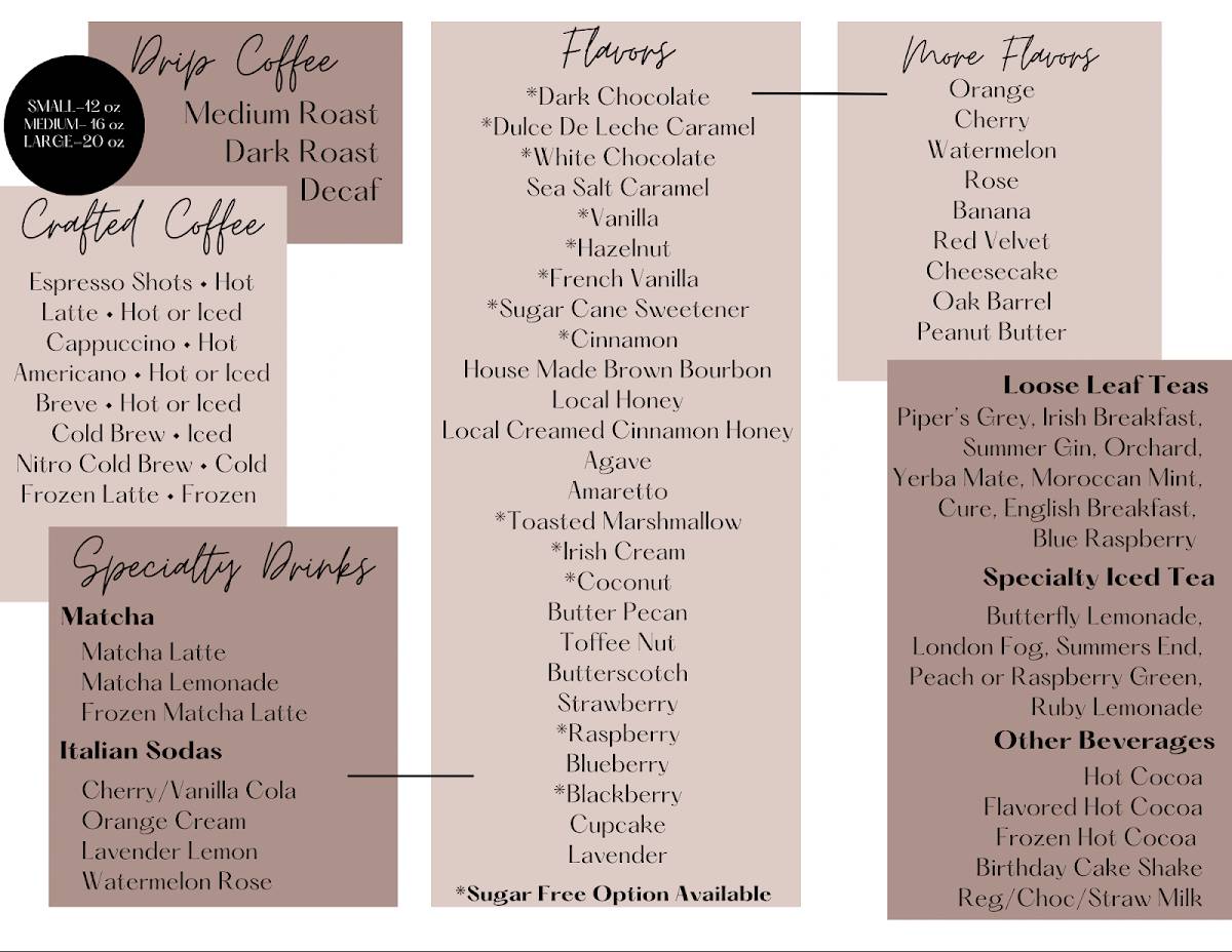 Menu at Parcell’s Perk Coffee Shop & Bakery, Draffenville