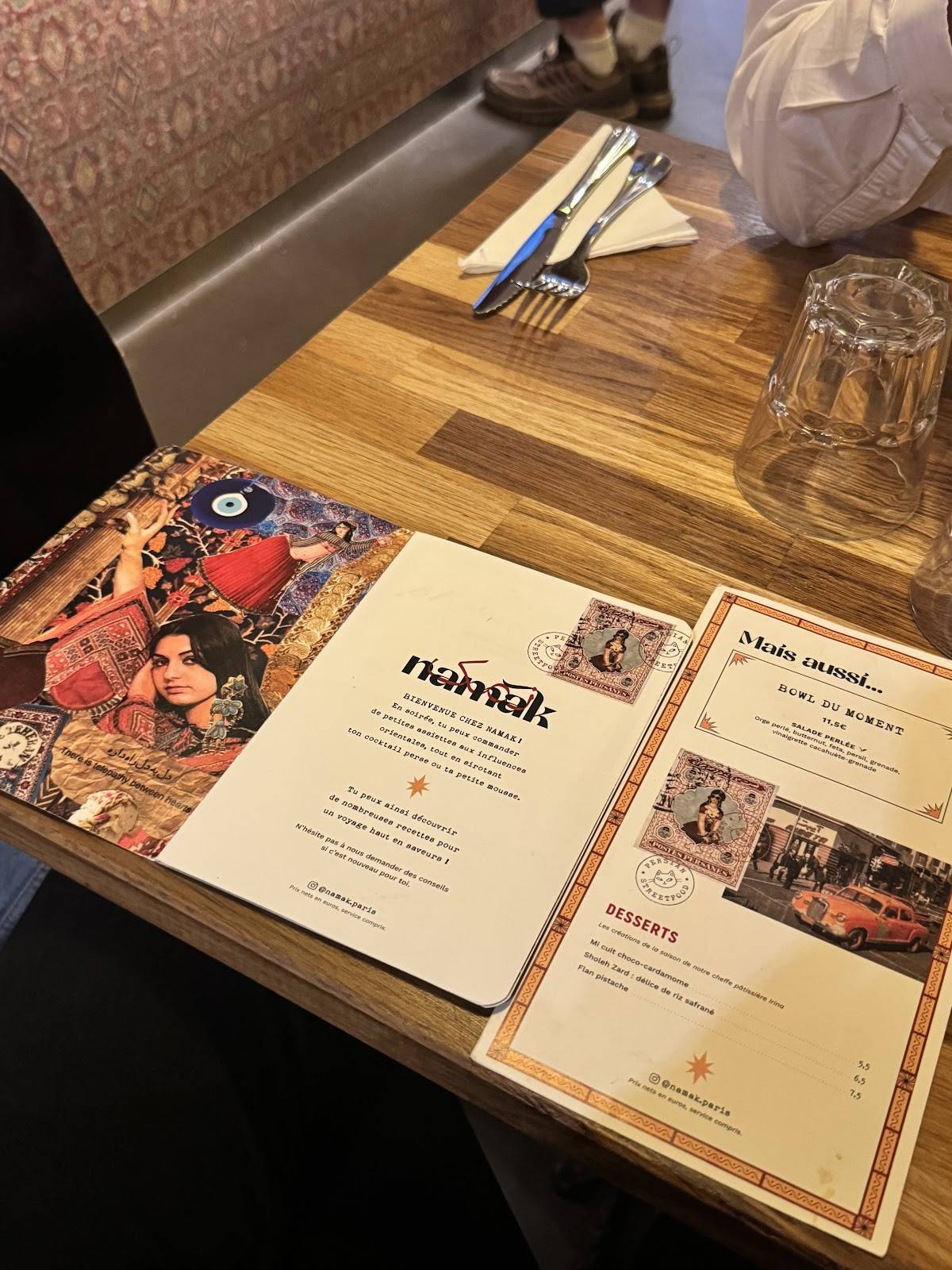 Menu au Namak - Restaurant Perse, Paris