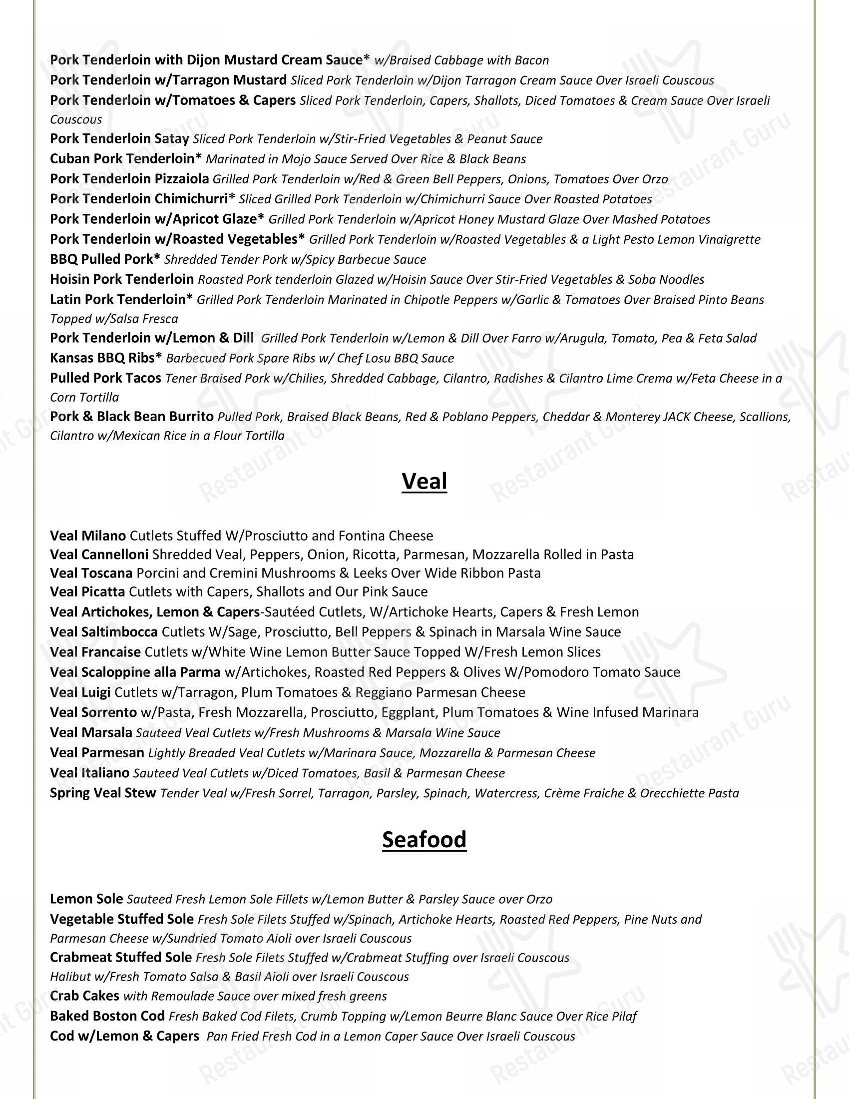 Menu at Pasta Vita restaurant, Old Saybrook, 225 Elm St