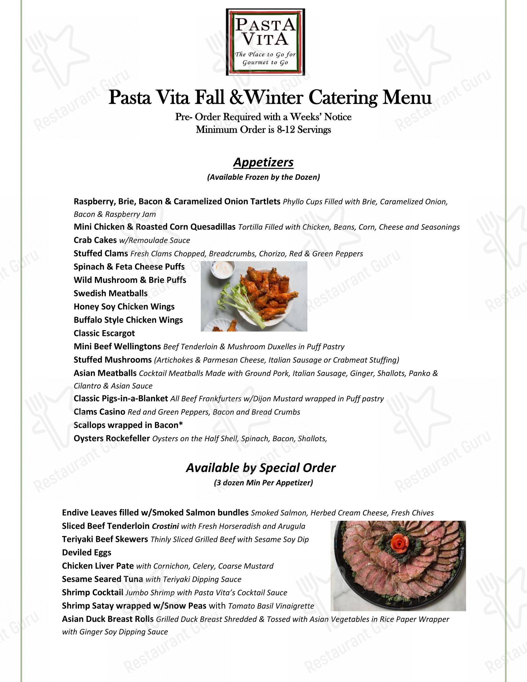 Menu at Pasta Vita restaurant, Old Saybrook, 225 Elm St