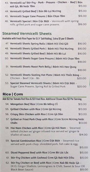 Menu at Pasteur Vietnamese Restaurant, Blacktown, 32A Flushcombe Rd