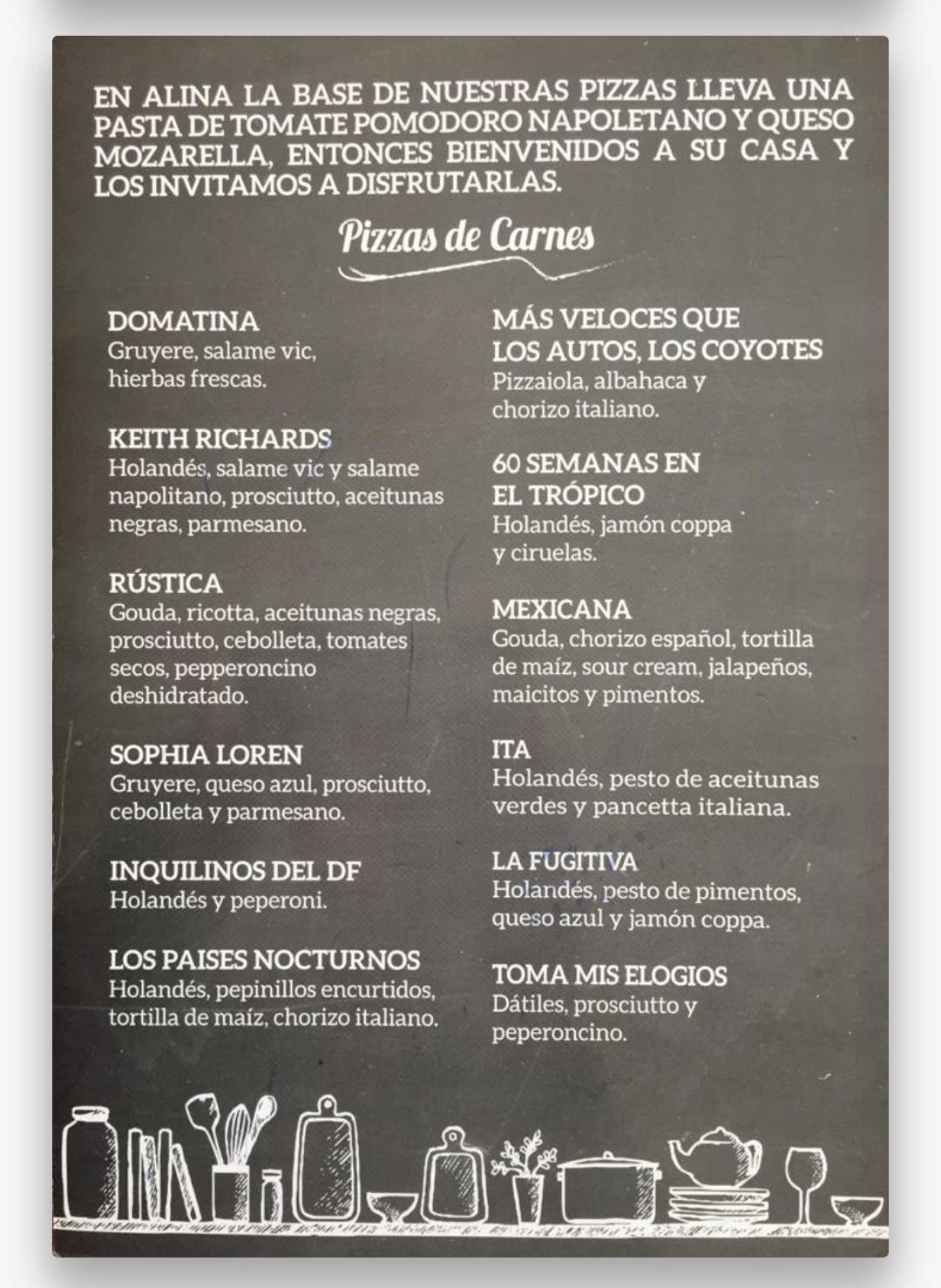 Carta del restaurante Alina Pizza Gourmet, Pasto