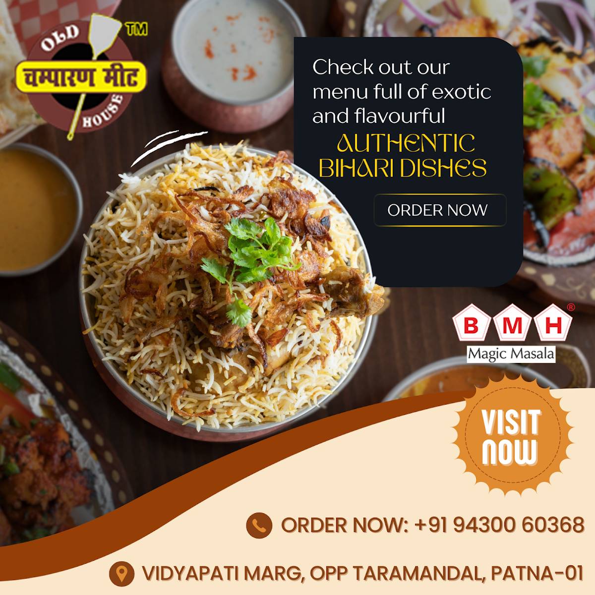 Menu at Old Champaran Meat House, Patna, Vidyapati Marg