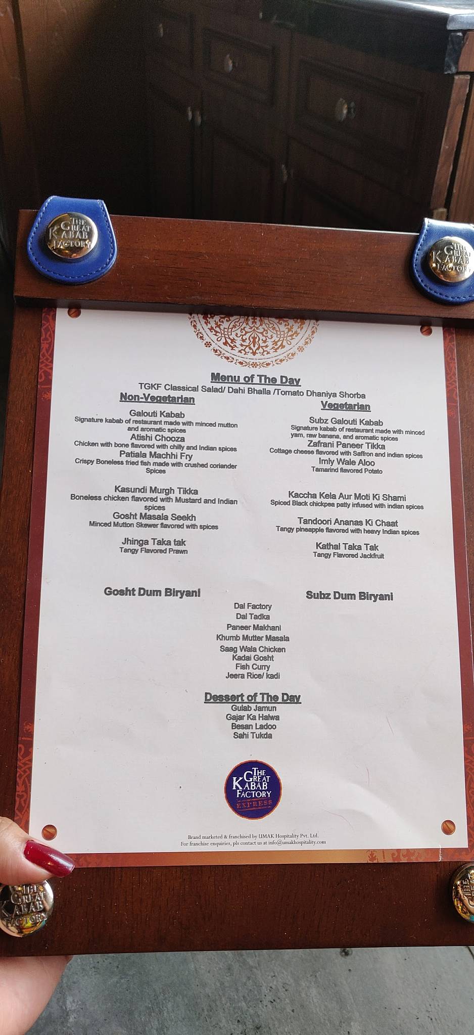 Menu at The Great Kabab Factory Express, Patna