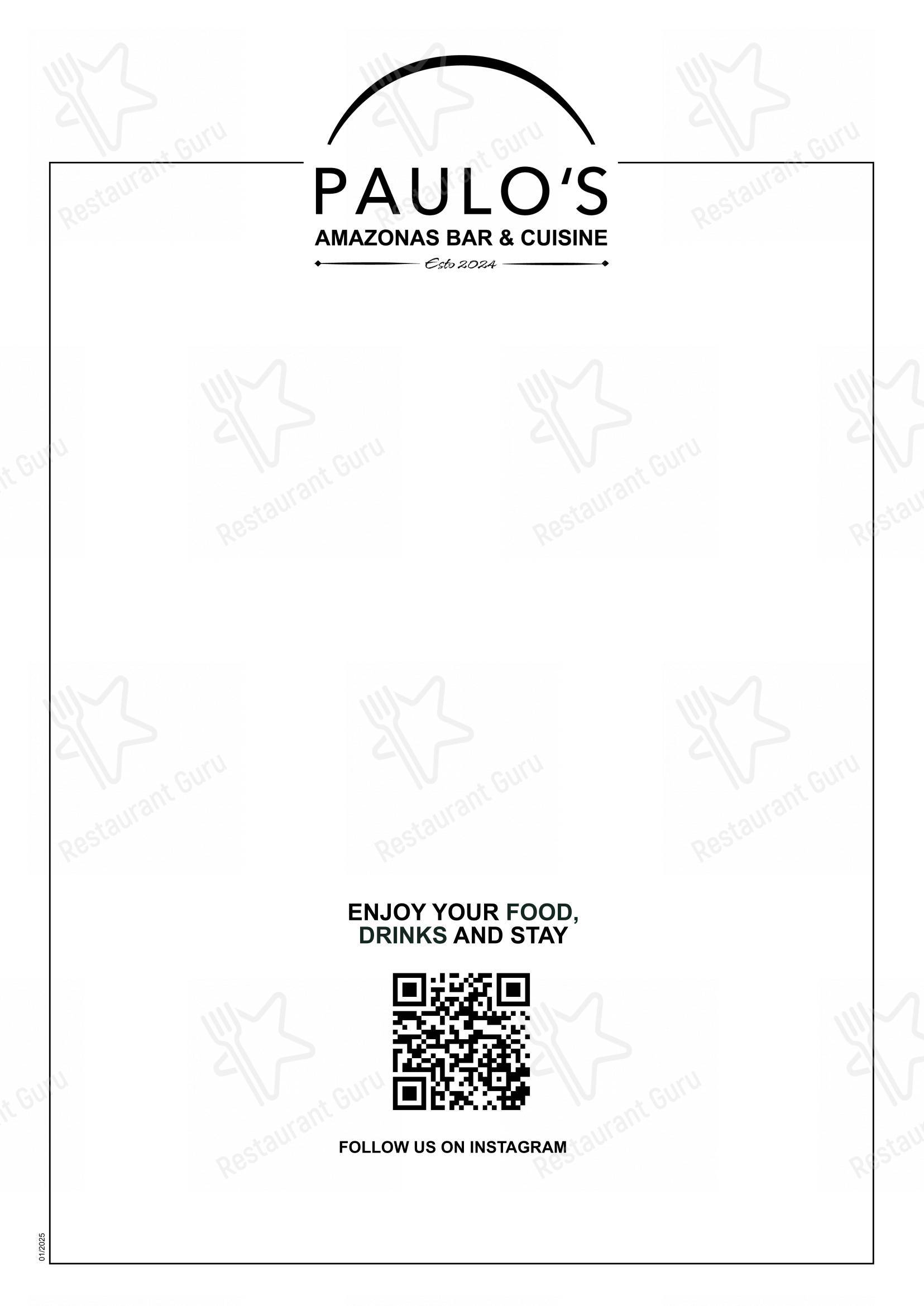 Carta de Paulo's Amazonas Bar & Cuisine, Munich