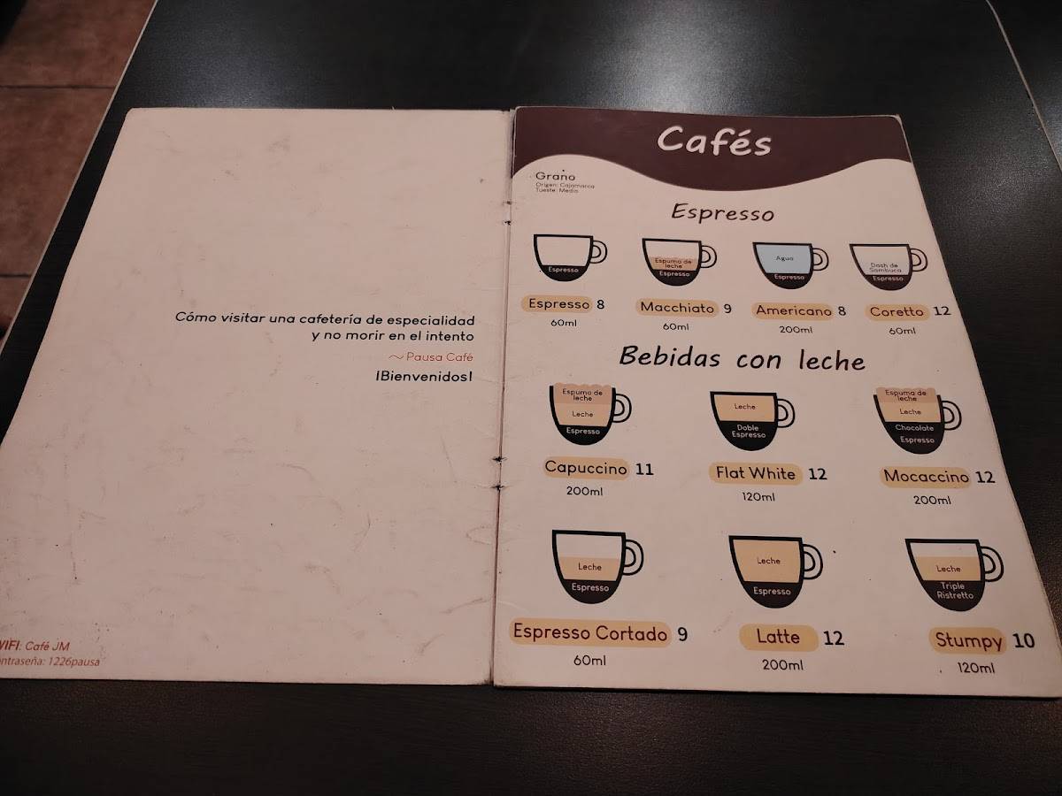 Carta de Pausa Café, Jesus Maria, Av Horacio Urteaga 1226