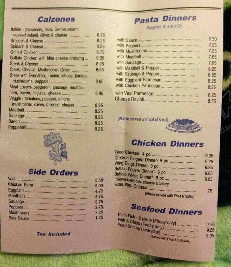Menu at Pawtucket House of Pizza pizzeria, Pawtucket