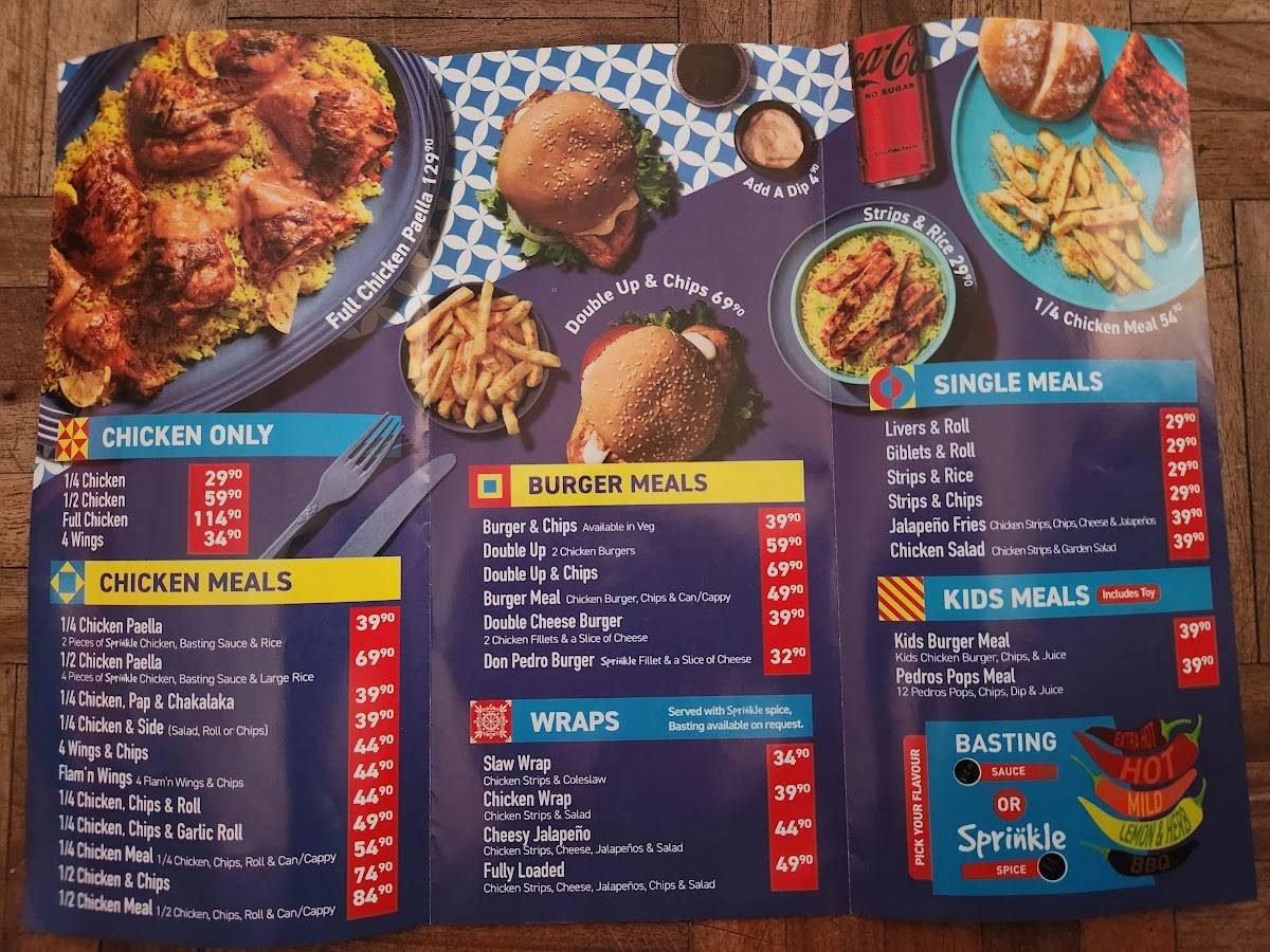Menu at Pedros Goodwood N1 Value Centre restaurant, Cape Town