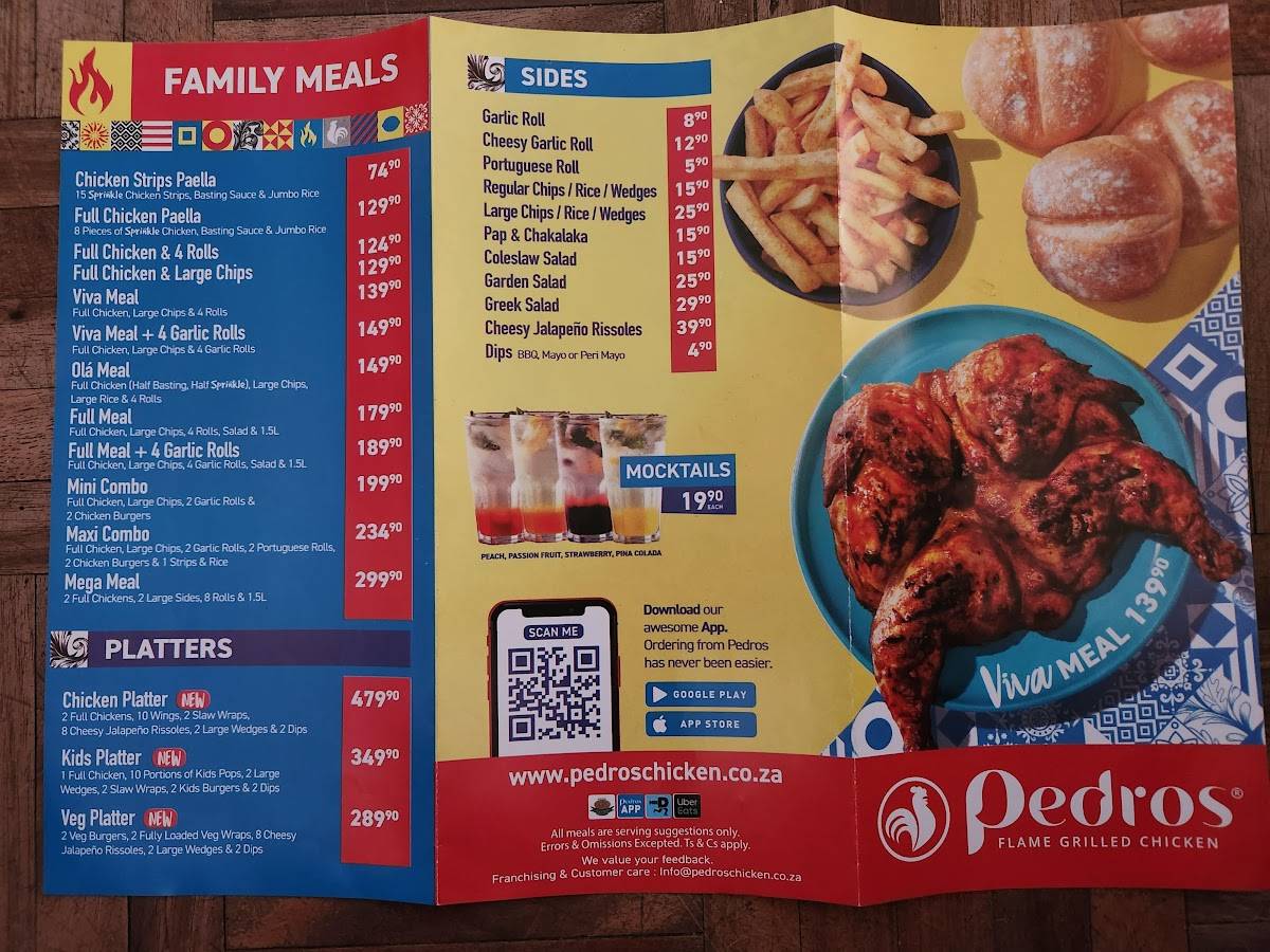 Menu at Pedros Goodwood N1 Value Centre restaurant, Cape Town