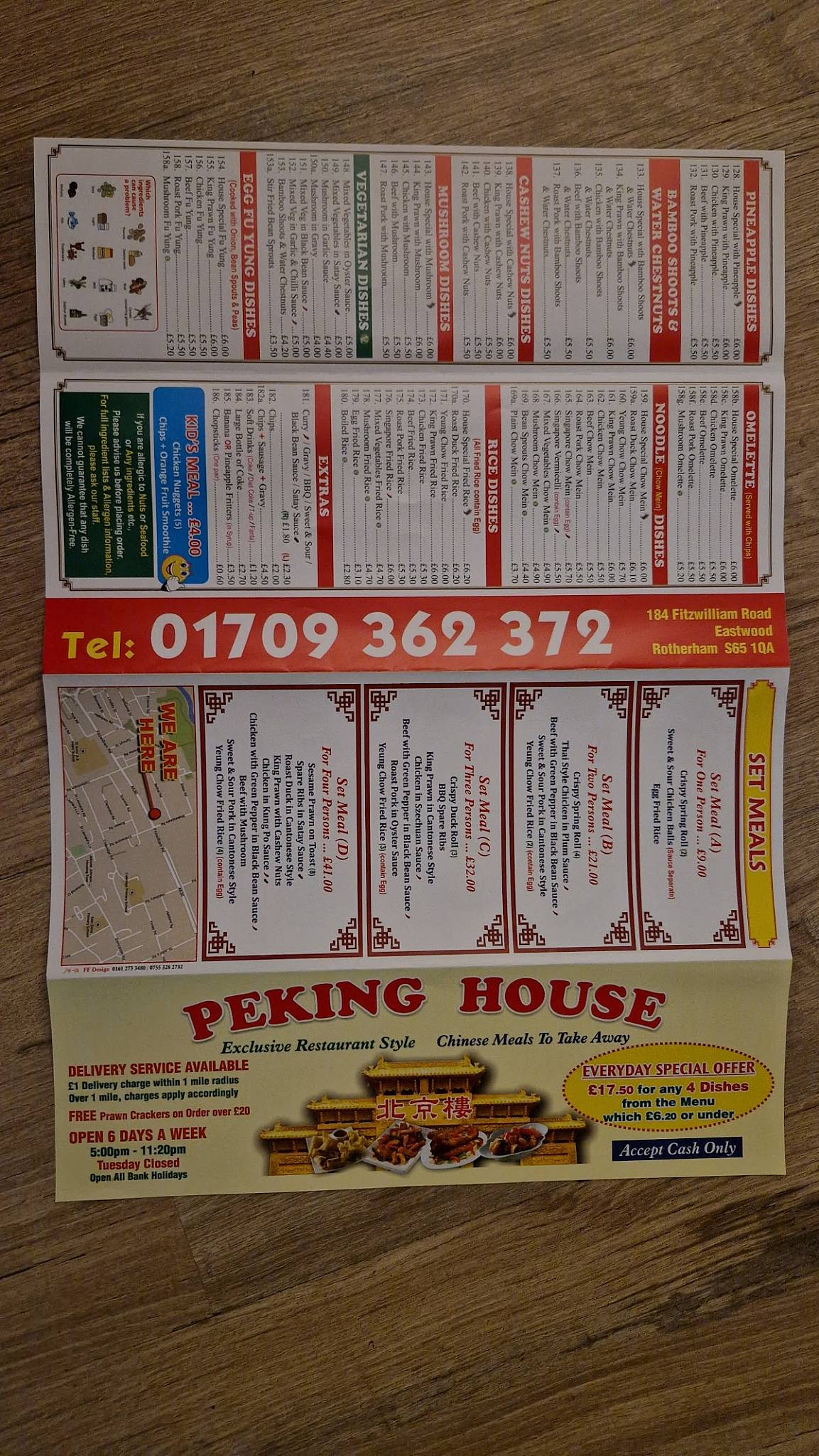 Menu at Peking House restaurant, Rotherham