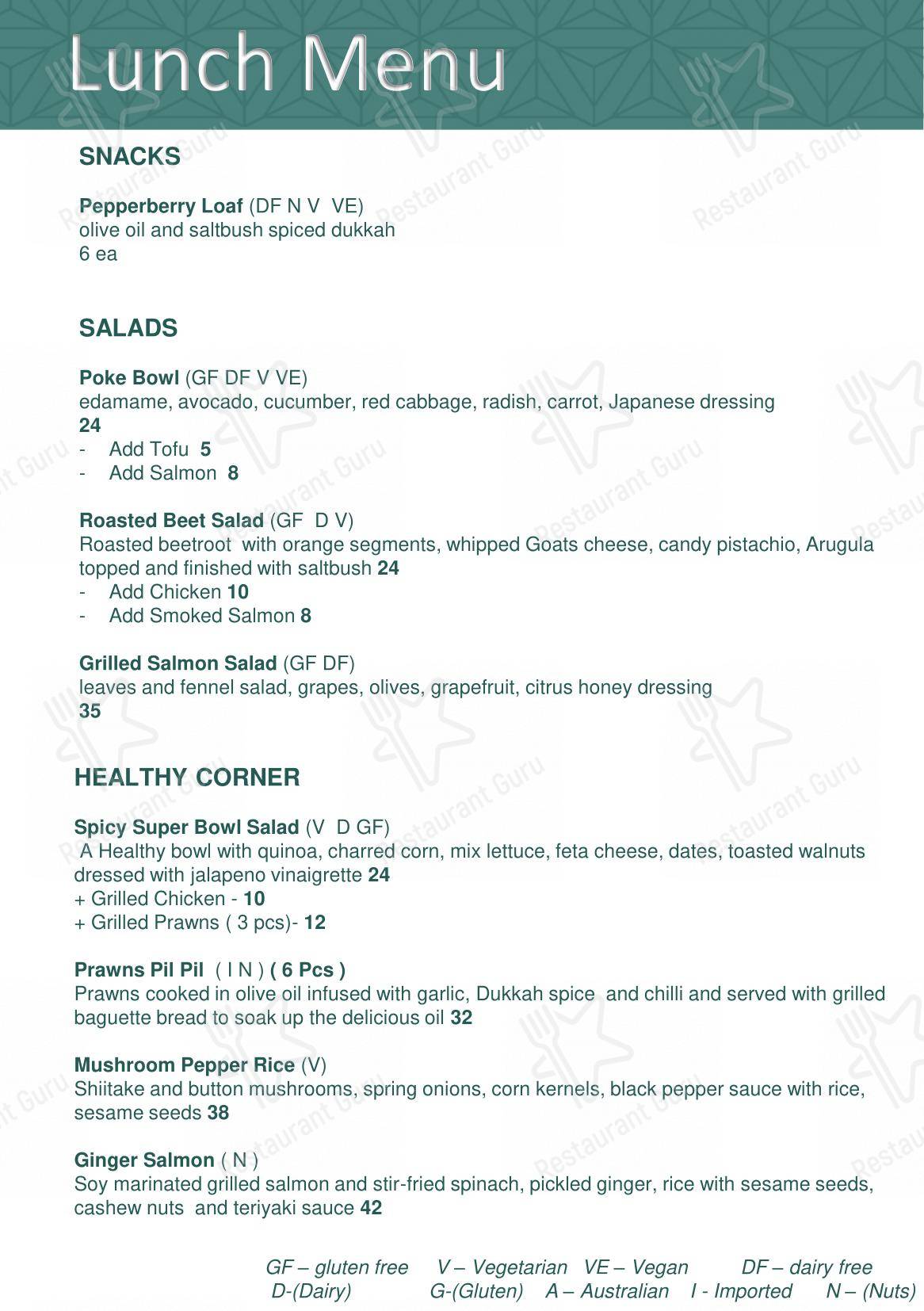 Menu at PepperBerry Restaurant, Darwin City