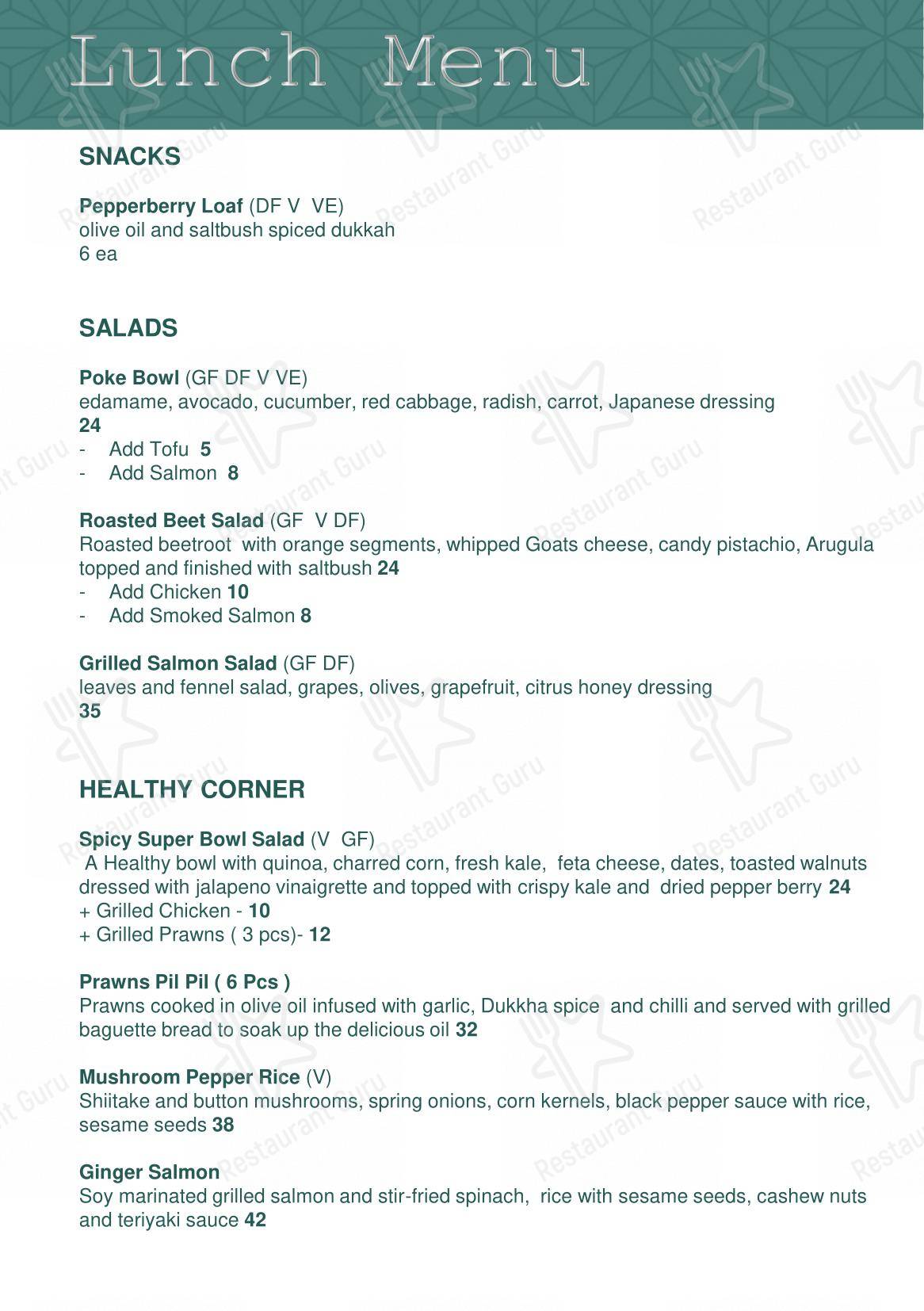 Menu at PepperBerry Restaurant, Darwin City