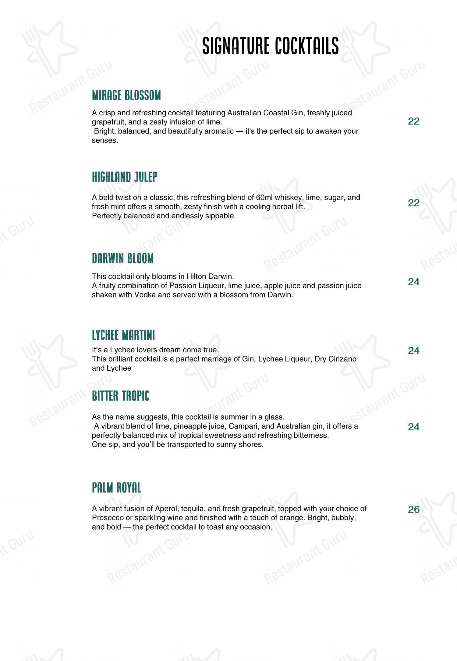 Menu at PepperBerry Restaurant, Darwin City
