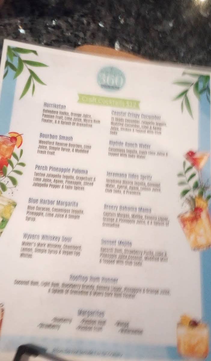 Menu at Perch 360 Rooftop Restaurant & Bar, Punta Gorda