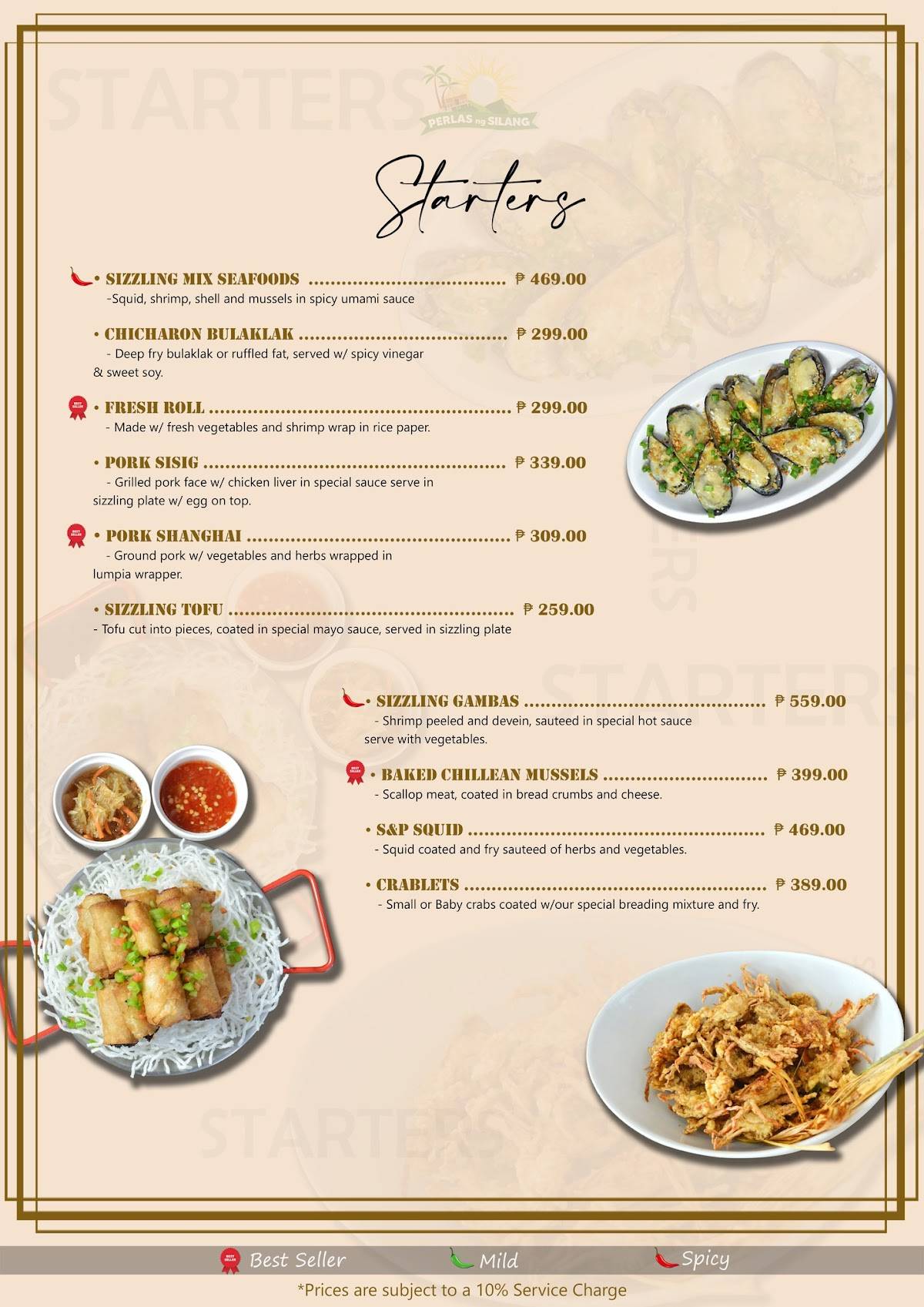 Menu at Perlas ng Silang restaurant, Silang