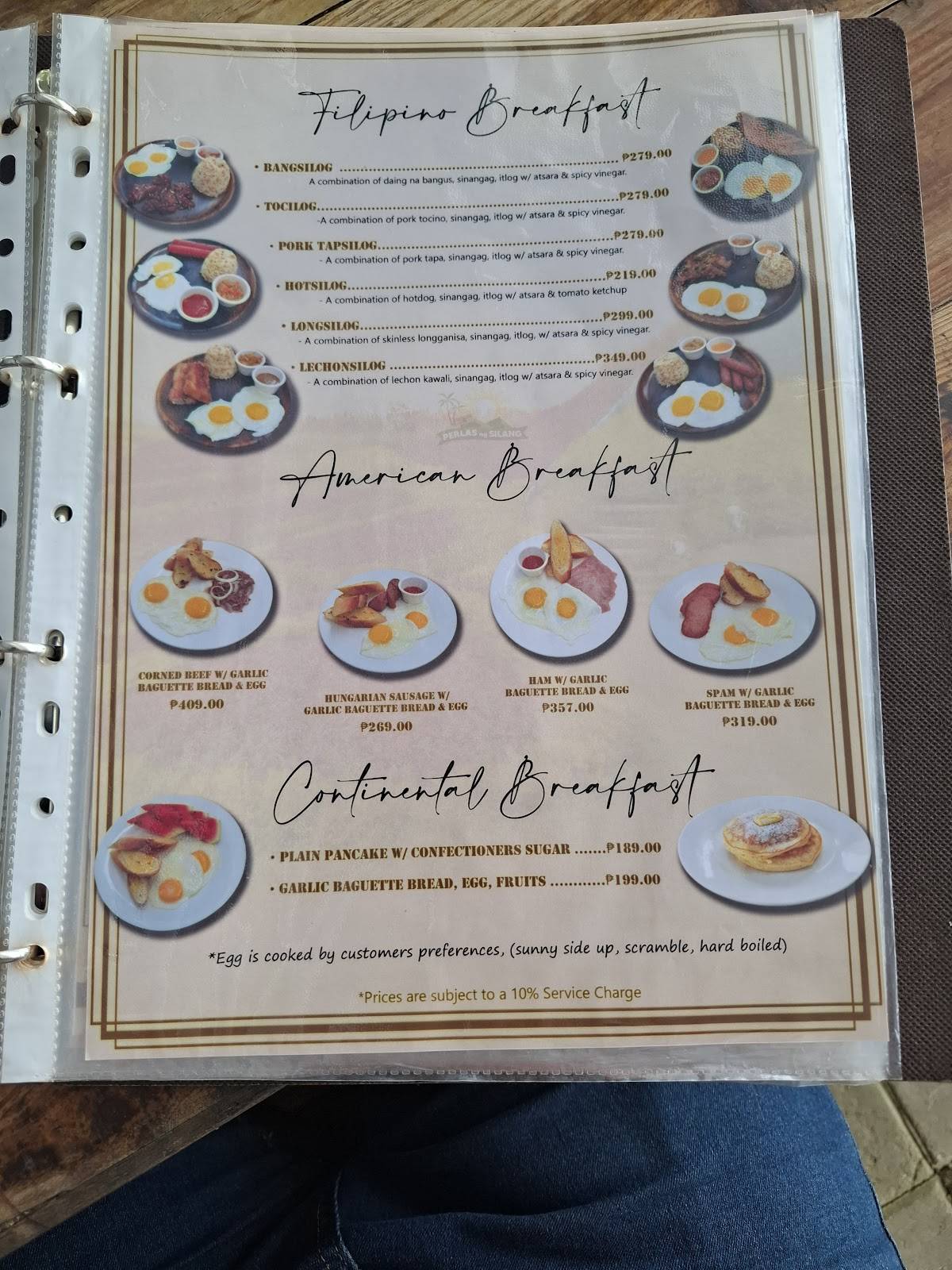 Menu at Perlas ng Silang restaurant, Silang