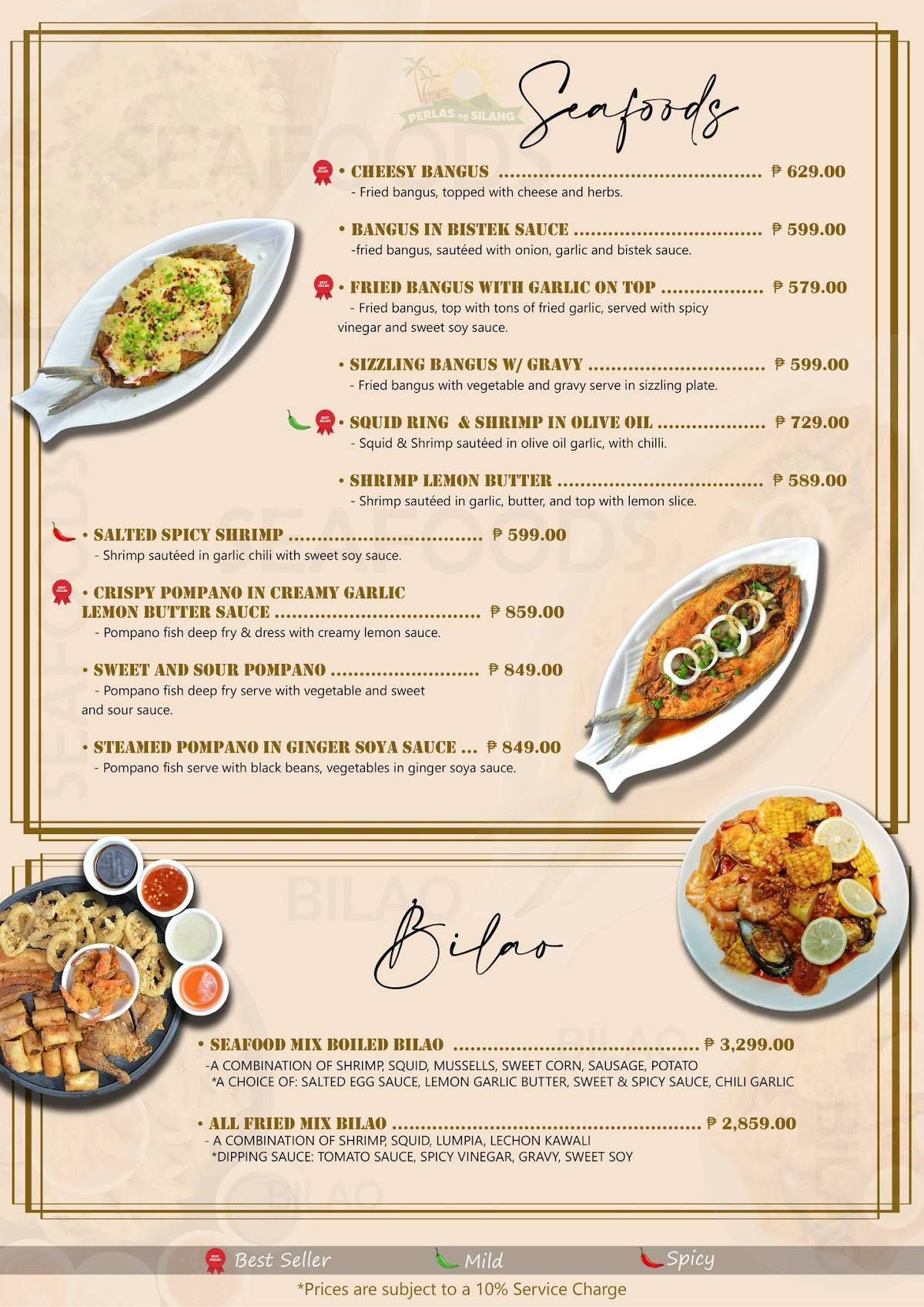 Menu at Perlas ng Silang restaurant, Silang
