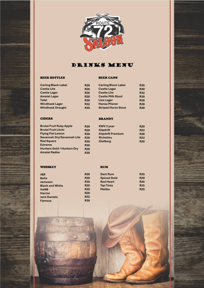 Menu at Permanently Closed pub & bar, Port Alfred