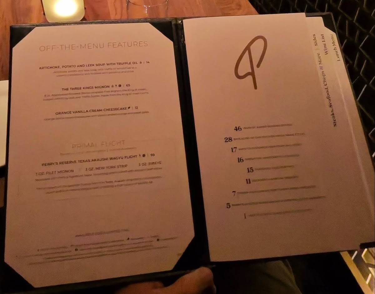 Menu at Perry's Steakhouse & Grille - Vernon Hills, Vernon Hills