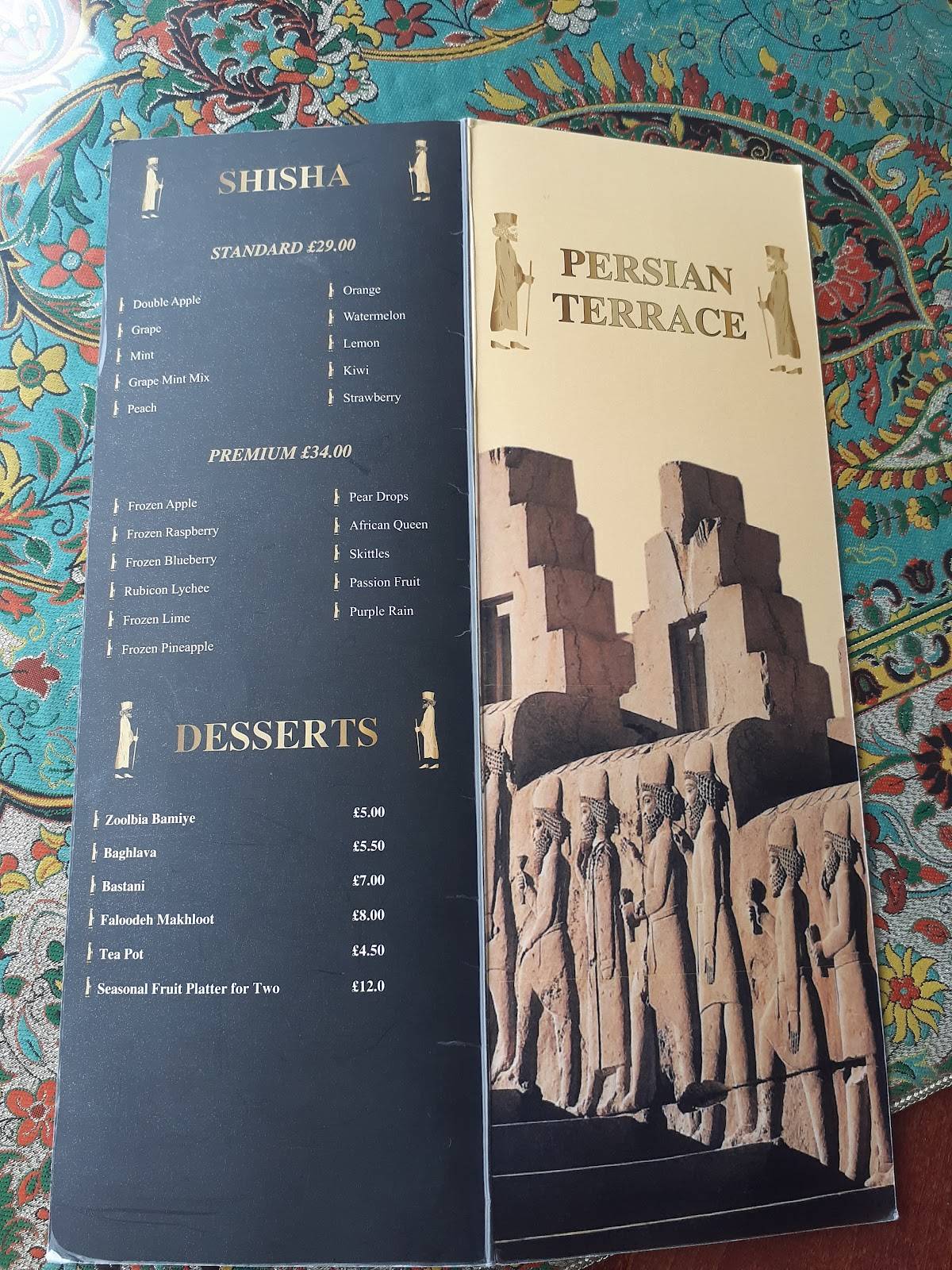 Menu at Persian Palace (Reading) restaurant, Reading