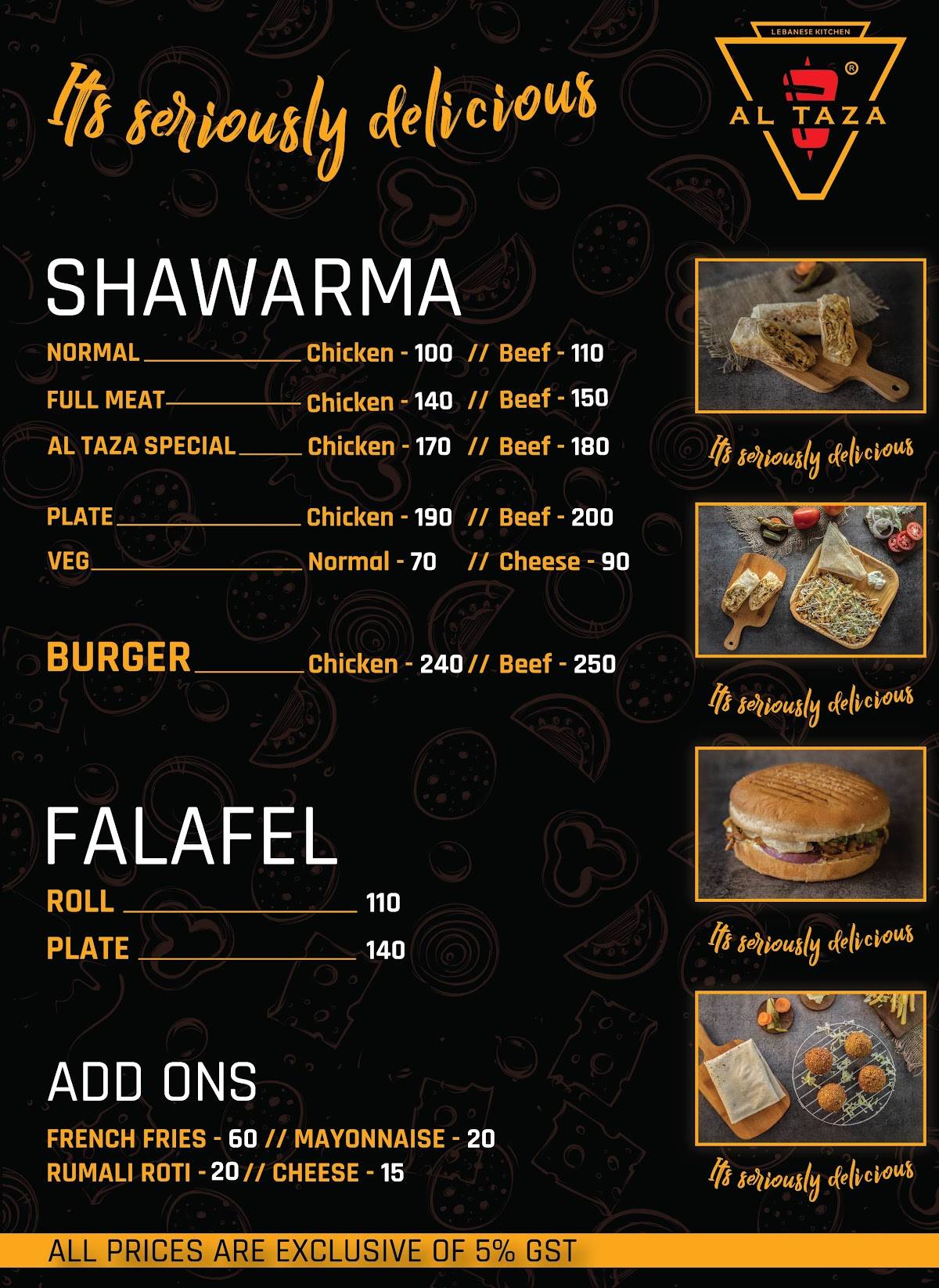 Menu at Al Taza - Perumbavoor, Perumbavoor