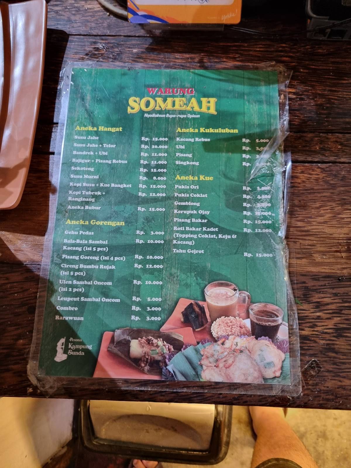 Menu at Pesona Kampung Sunda restaurant, Bandung, Cisangkuy St No.56