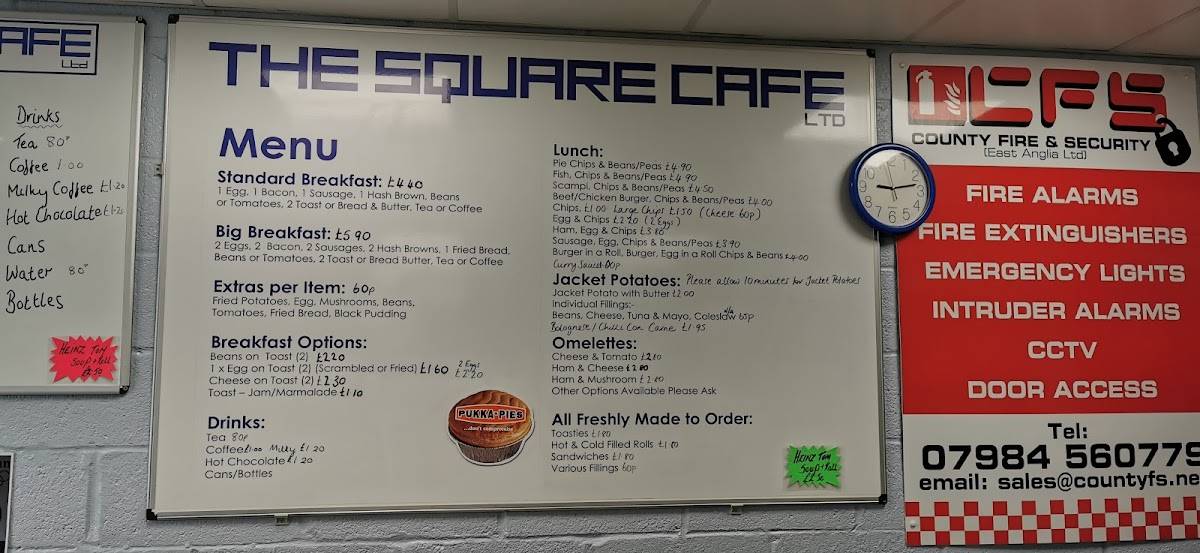 Menu at The Square Cafe, Peterborough
