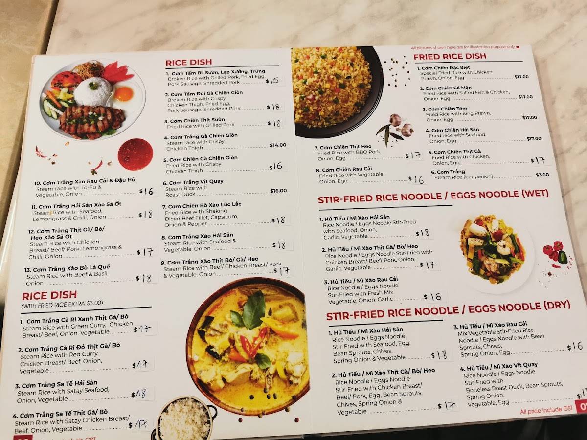 Menu at Pho 4 U Vietnamese Restaurant, Malaga