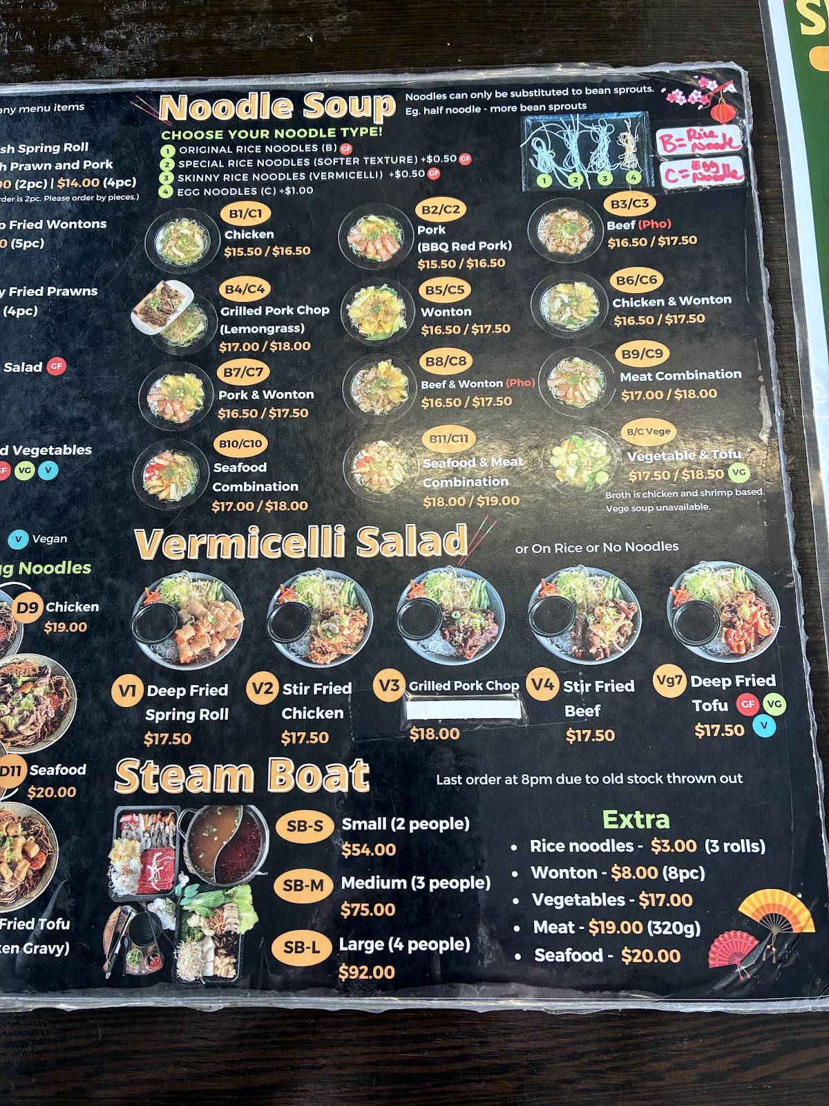 Menu at Pho Bien restaurant, Auckland, Unit 4/42 Paramount Dr