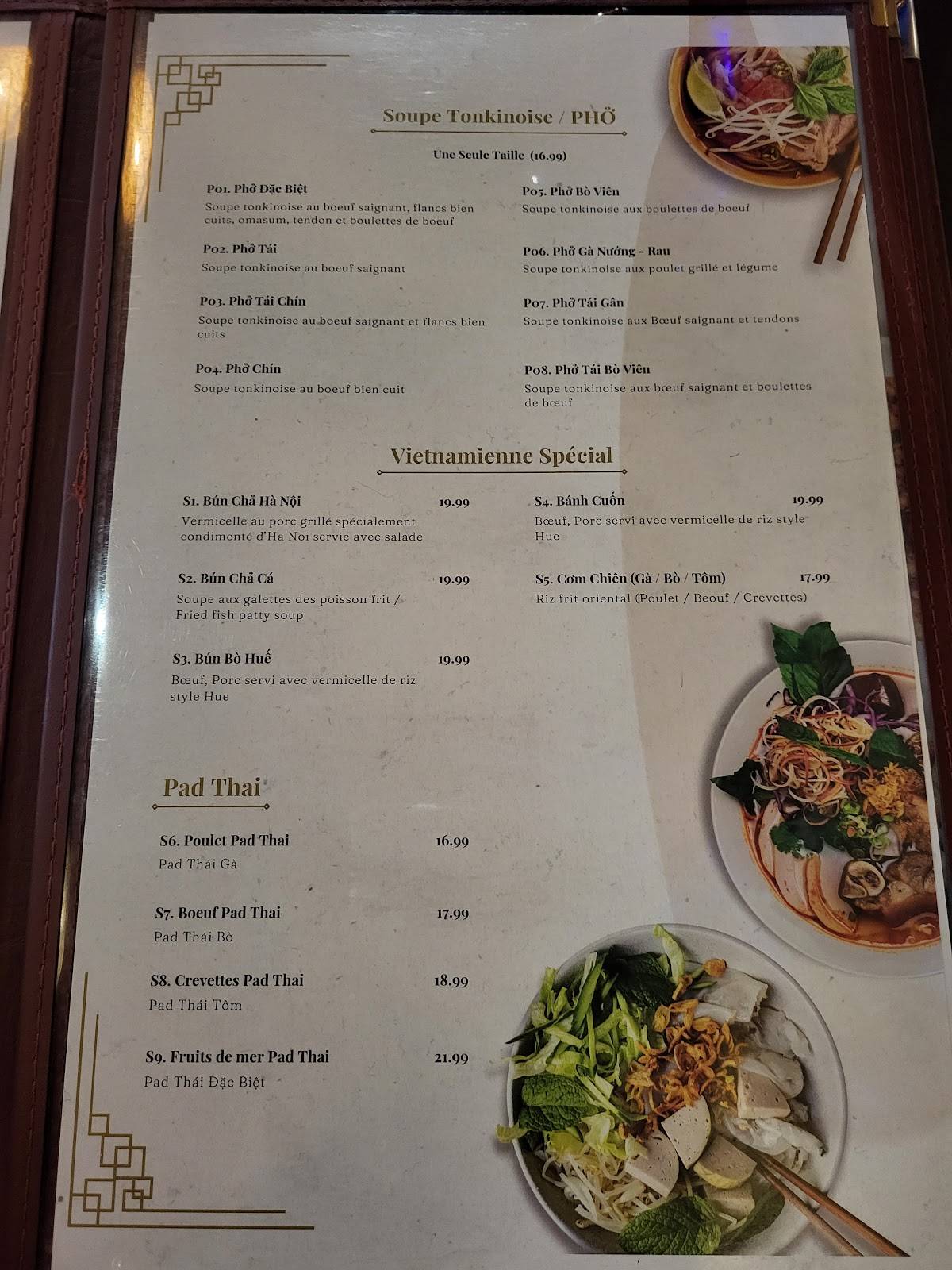 Menu au Pho Hà Nội restaurant, Laval, Boulevard des Laurentides