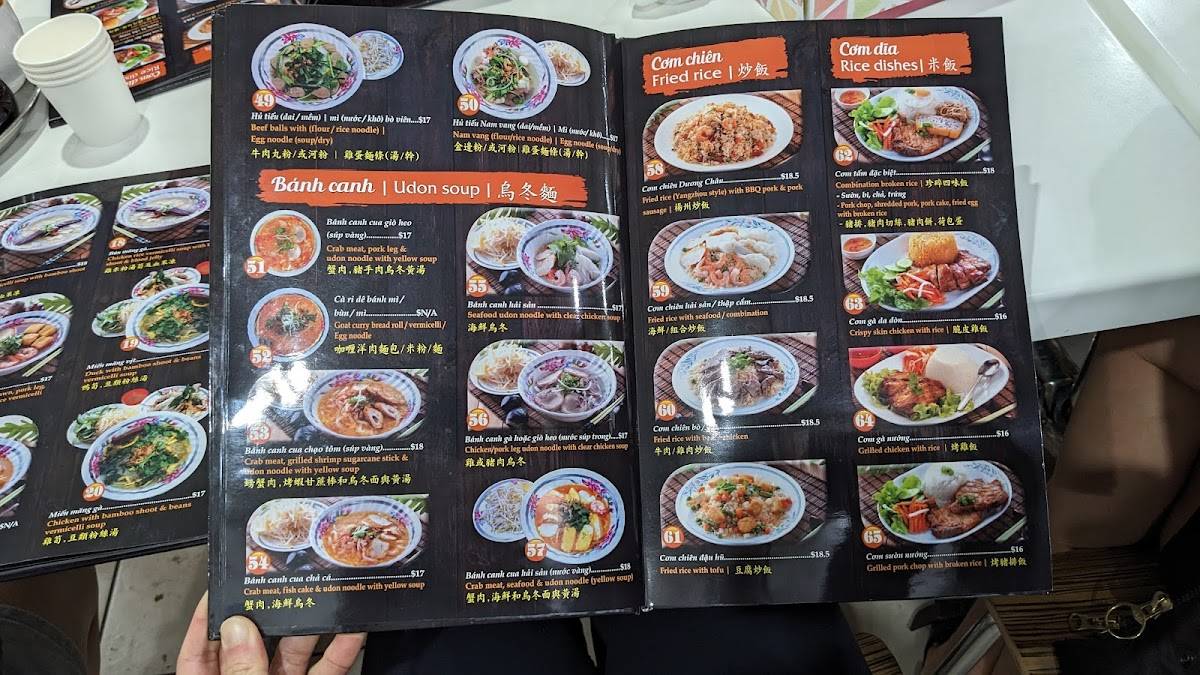 Menu at Pho Song Huong Bankstown restaurant, Bankstown