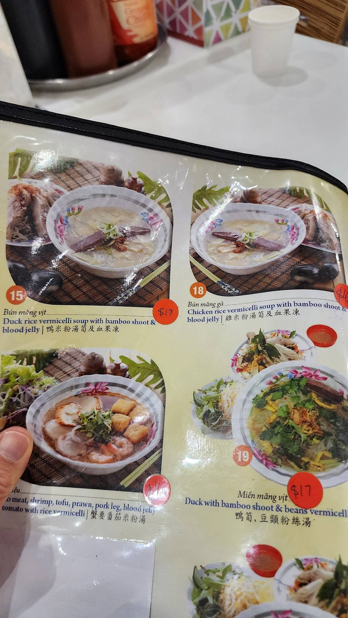 Menu at Pho Song Huong Bankstown restaurant, Bankstown