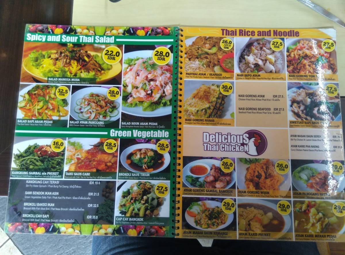 Menu at Phuket restaurant, Purwokerto