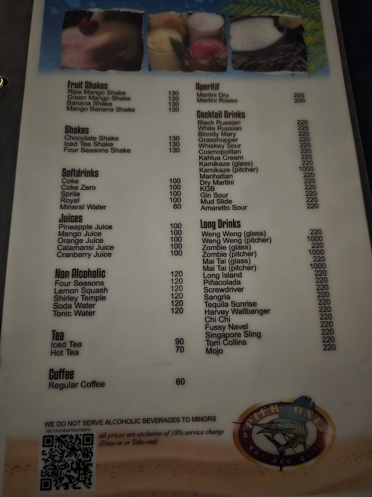 Menu at Pier One Bar & Grill, Subic Bay Freeport Zone, Lot 249 ...