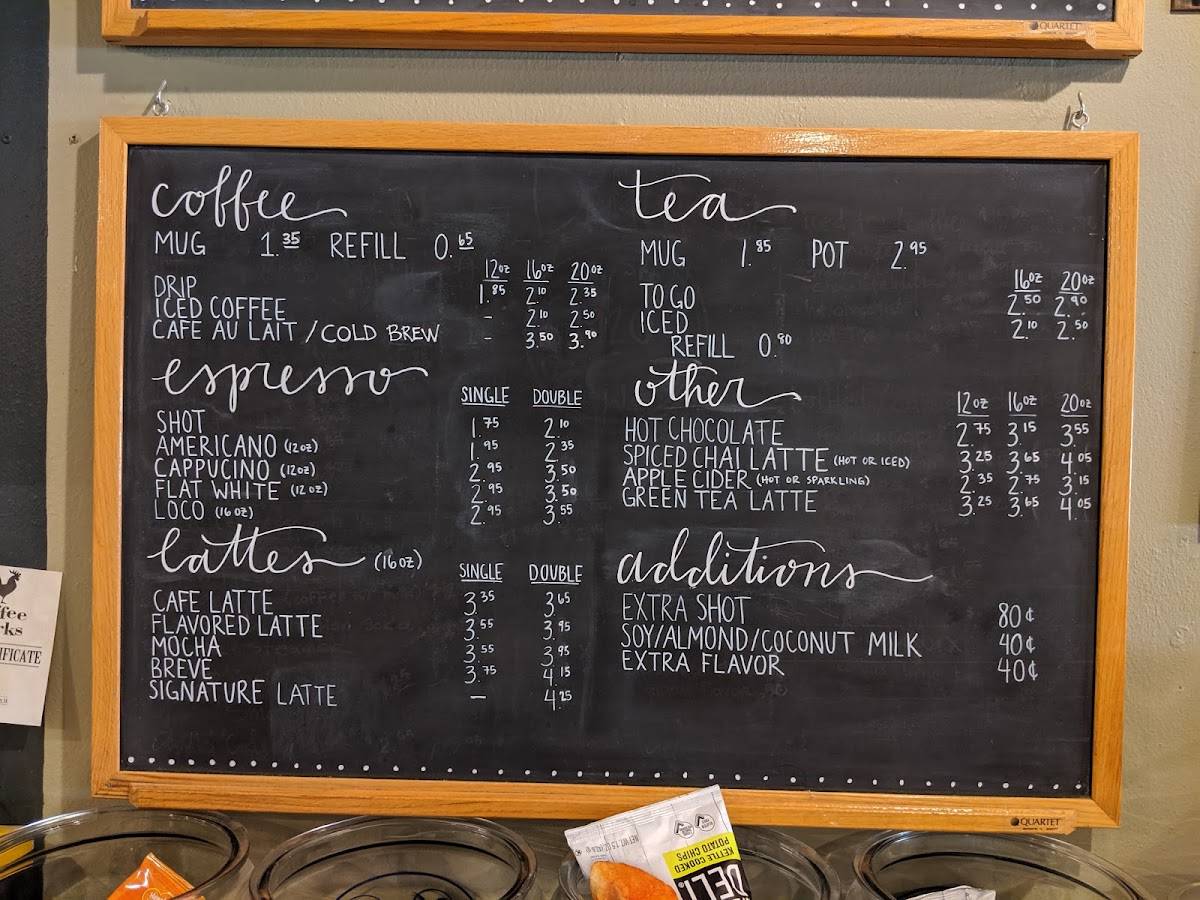 Menu at Pierce Street Coffee Works cafe, Sioux City