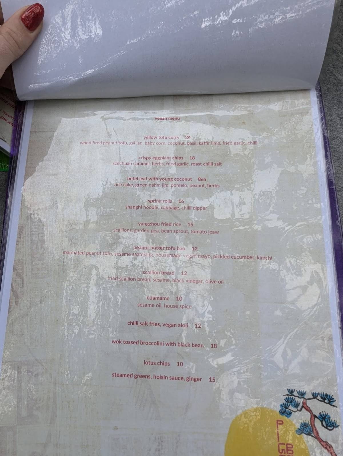 Menu at Piggyback restaurant, Palmwoods