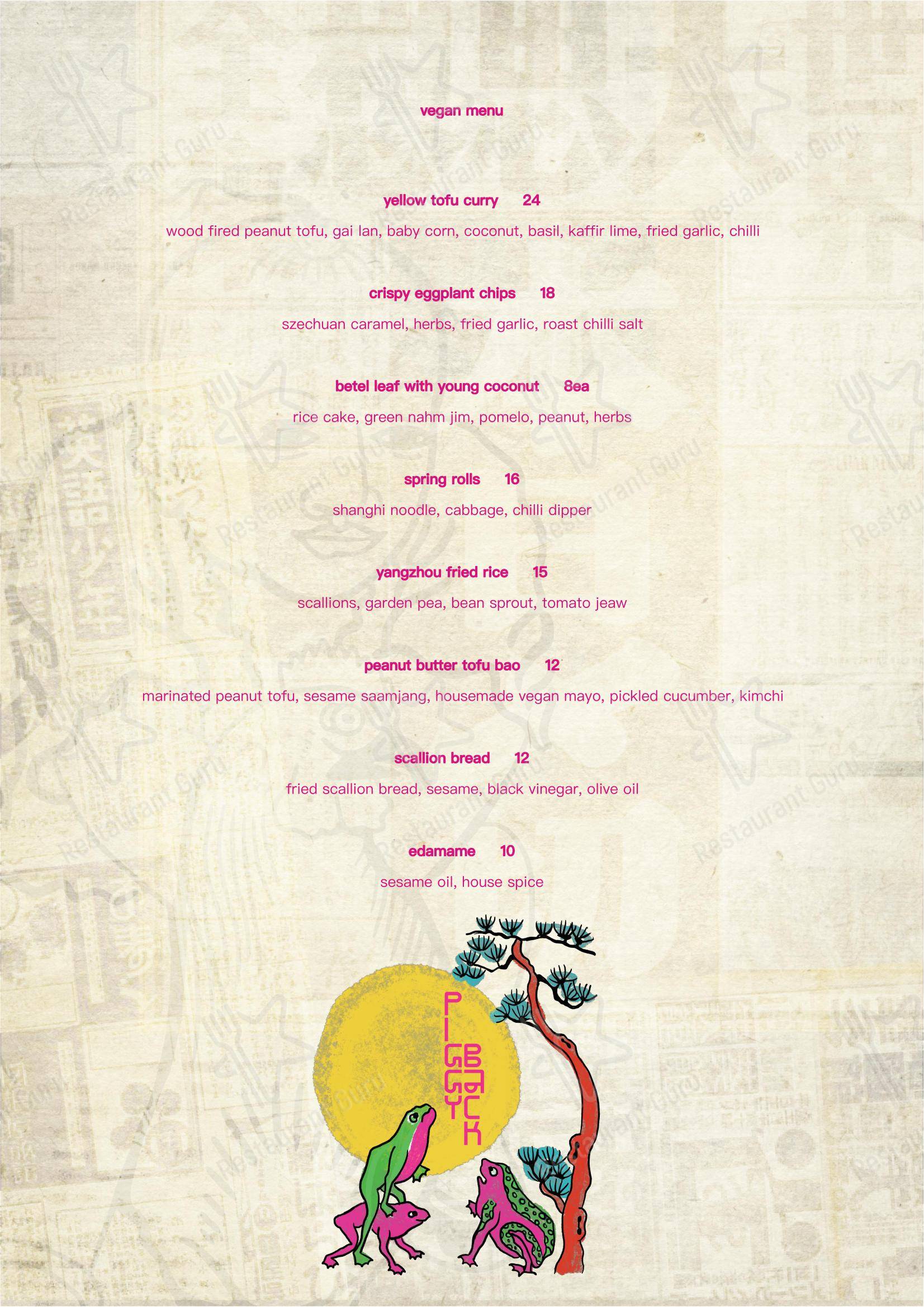 Menu at Piggyback restaurant, Palmwoods