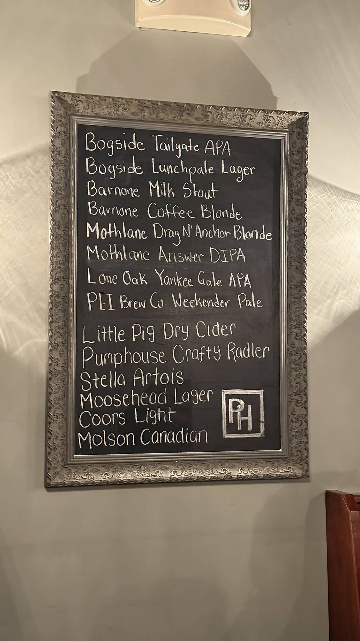 Menu at Pilot House pub & bar, Charlottetown