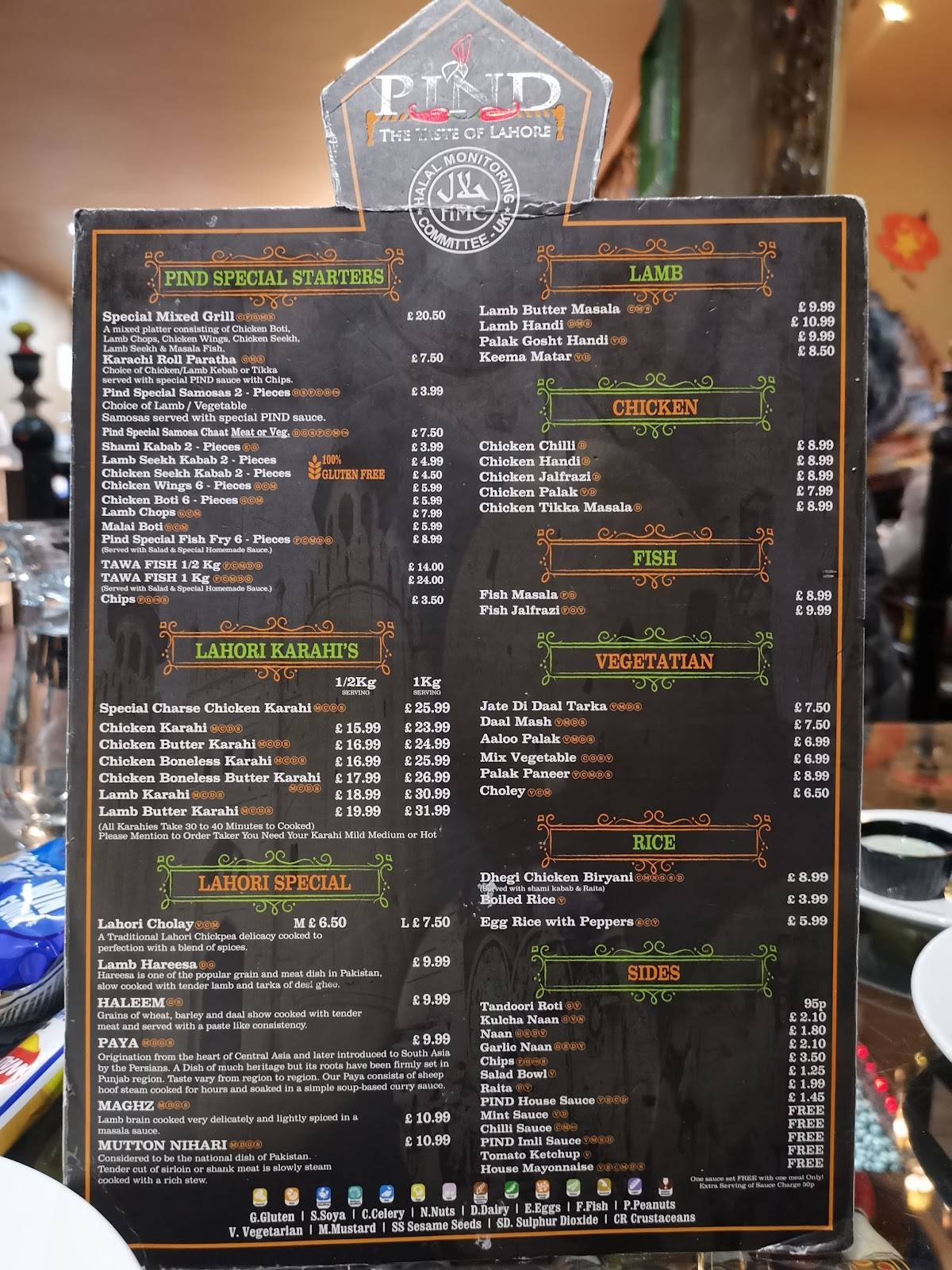 Menu at Pind Restaurant, Bradford